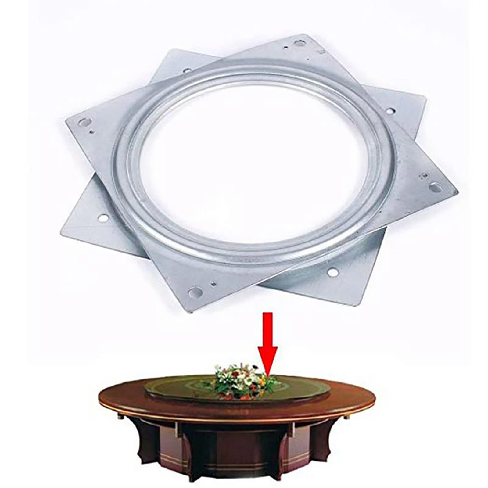 Richohome 6 Pack 6 Inch Lazy Susan Hardware, Square Rotating Bearing Plate, Lazy Susan Turntable Bearing for for Serving Trays, Kitchen Storage Racks, Craft Table, Zinc Plated Steel Swivel Plate