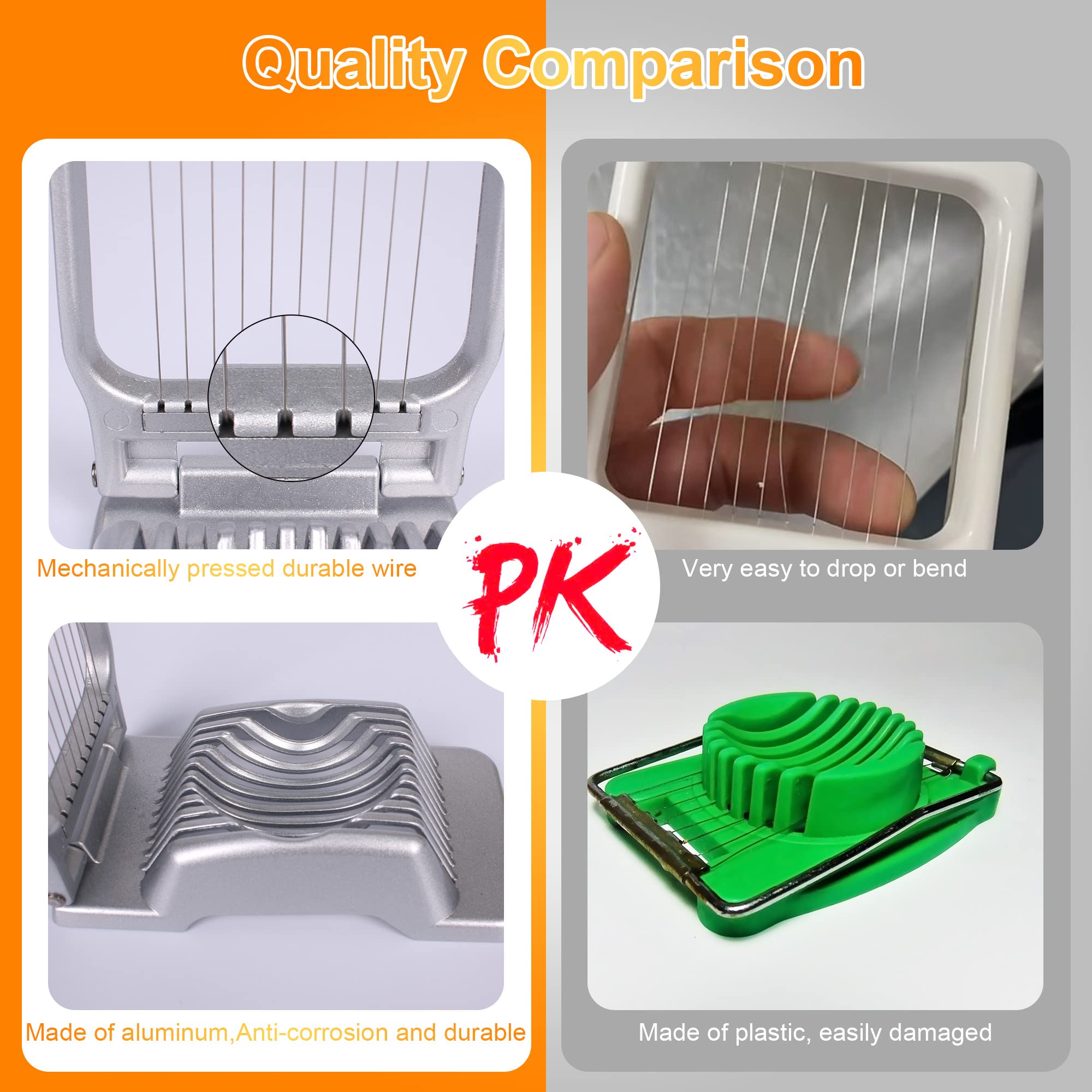 Egg Slicer for Hard Boiled Eggs Egg Cutter Strawberry Slicer Heavy Duty Aluminium Slicer Stainless Steel Wire Multipurpose Egg Slicer Dicer for Soft Fruit Mushroom