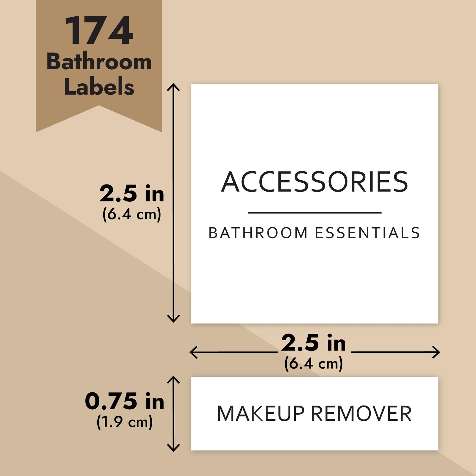 Talented Kitchen 174 Gold Minimalist Bathroom Labels Set with Makeup Labels, Gold Print on White Matte Backing, Water Resistant. 174 Bathroom, Beauty & Makeup Vinyl Stickers. Organization Storage