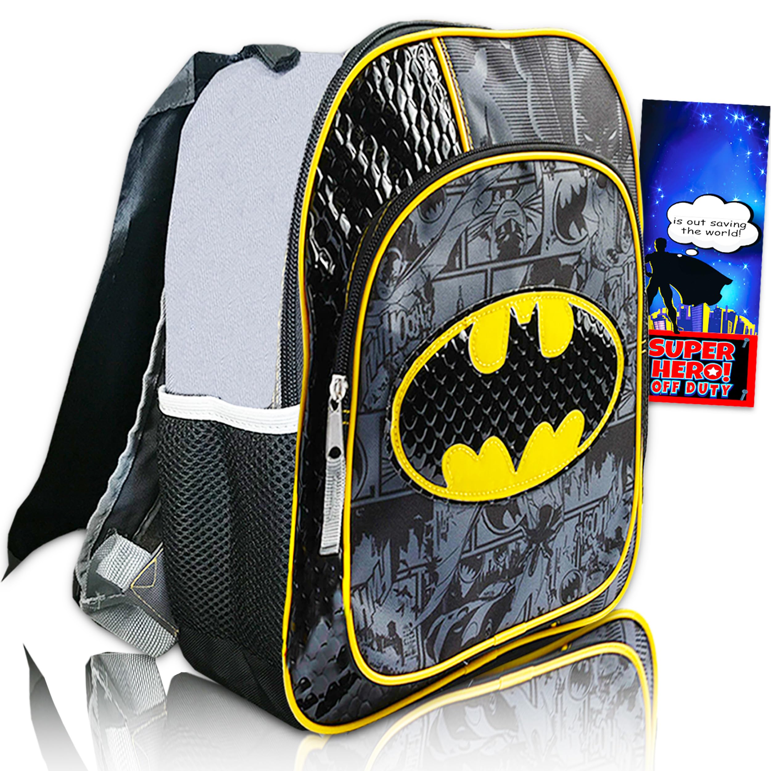 Batman Backpack for Preschool Toddlers ~ Deluxe 12" Batman Mini Backpack for Boys Kids (Batman School Supplies Bundle)