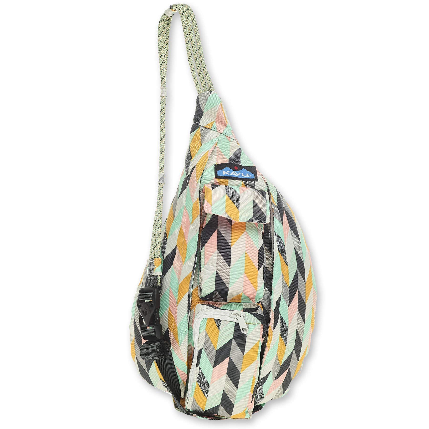 KAVU Mini Rope Sling Bag Polyester Crossbody Backpack - Chevron Sketch
