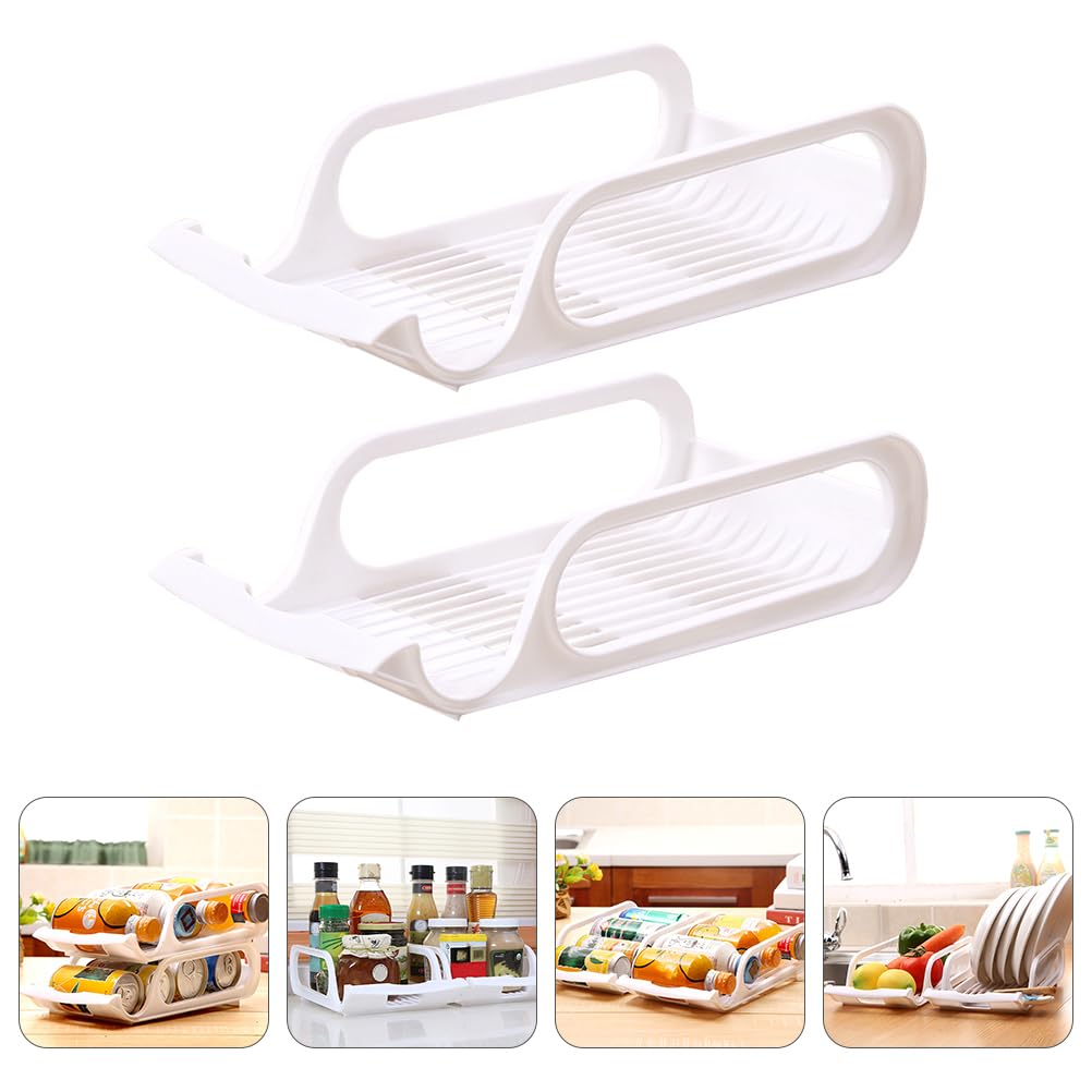 Hemoton 2pcs Soda Can Dispenser Beverage Holder for Fridge Kitchen Countertops Cabinets Plastic Canned Food Pantry Storage Rack Beverage Organizer