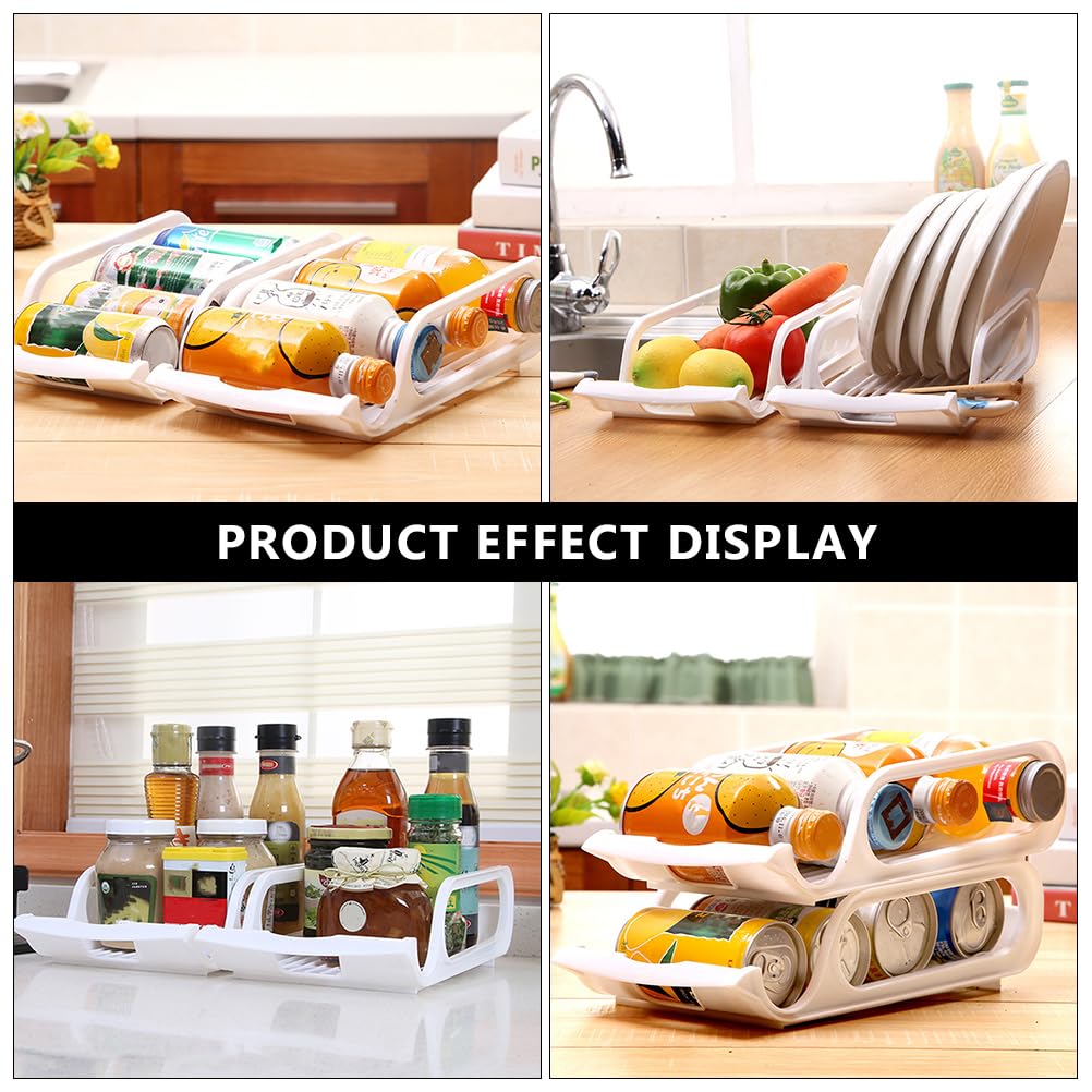 Hemoton 2pcs Soda Can Dispenser Beverage Holder for Fridge Kitchen Countertops Cabinets Plastic Canned Food Pantry Storage Rack Beverage Organizer