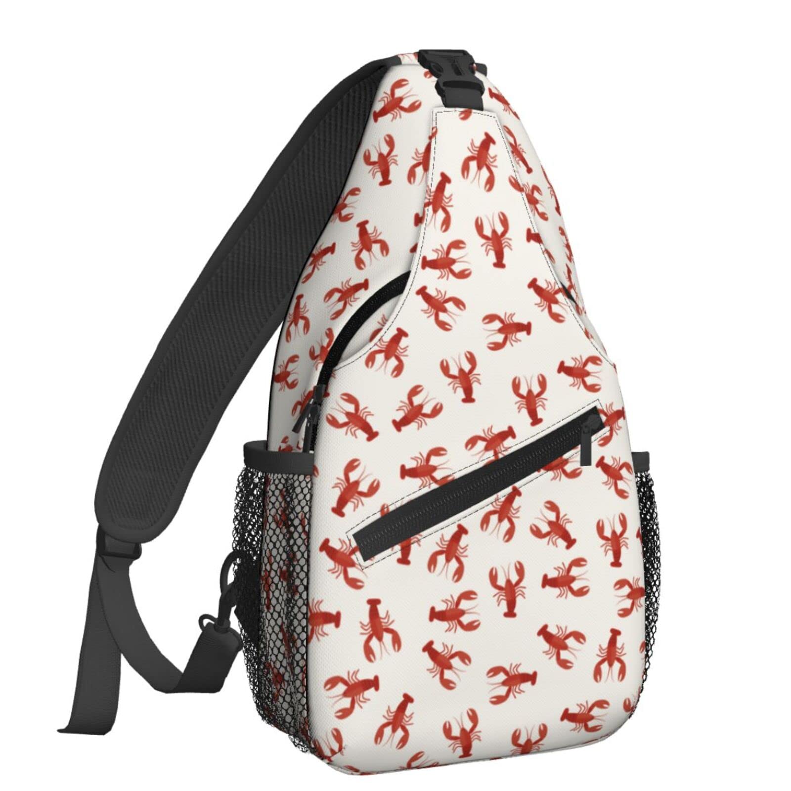 Dujiea Crossbody Backpack For Men Women Sling Bag, Red Lobsters Crawfish Chest Bag Shoulder Bag Lightweight One Strap Backpack Multipurpose Travel Hiking Daypack