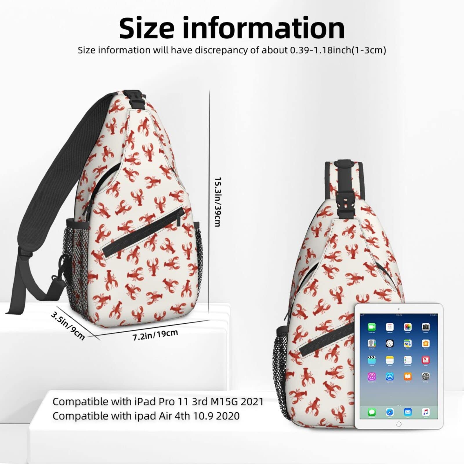 Dujiea Crossbody Backpack For Men Women Sling Bag, Red Lobsters Crawfish Chest Bag Shoulder Bag Lightweight One Strap Backpack Multipurpose Travel Hiking Daypack