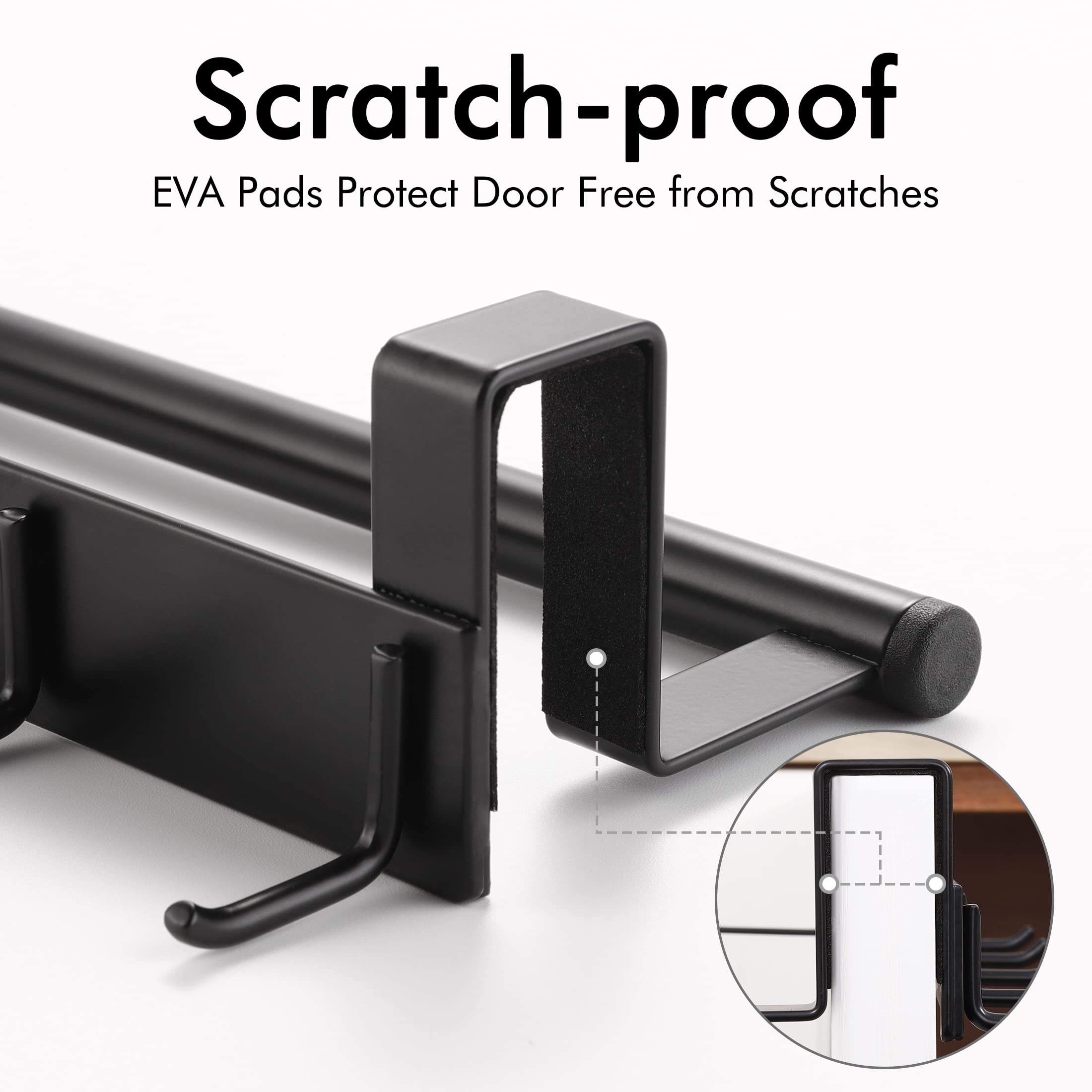 KES Over The Cabinet Door Organizer with Towel Bar, Cutting Board Organizer Cabinet Door, Cutting Board Holder with Towel Holder Matte Black, KUR521-BK