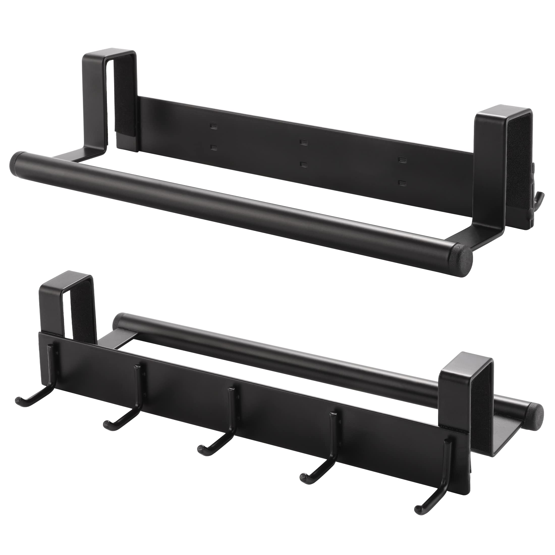 KES Over The Cabinet Door Organizer with Towel Bar, Cutting Board Organizer Cabinet Door, Cutting Board Holder with Towel Holder Matte Black, KUR521-BK