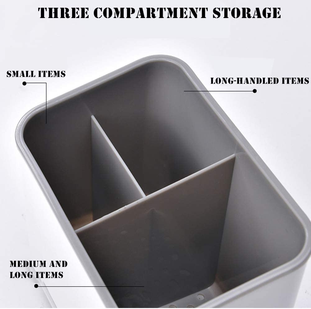 Shuoxpy Flatware Storage Organizer, Plastic Utensil Holder With 3 Compartment And Cutlery Tray Drainer, Tableware Caddy for Kitchen Table, Cabinet, Pantry - Holds Forks, Knives, Spoons