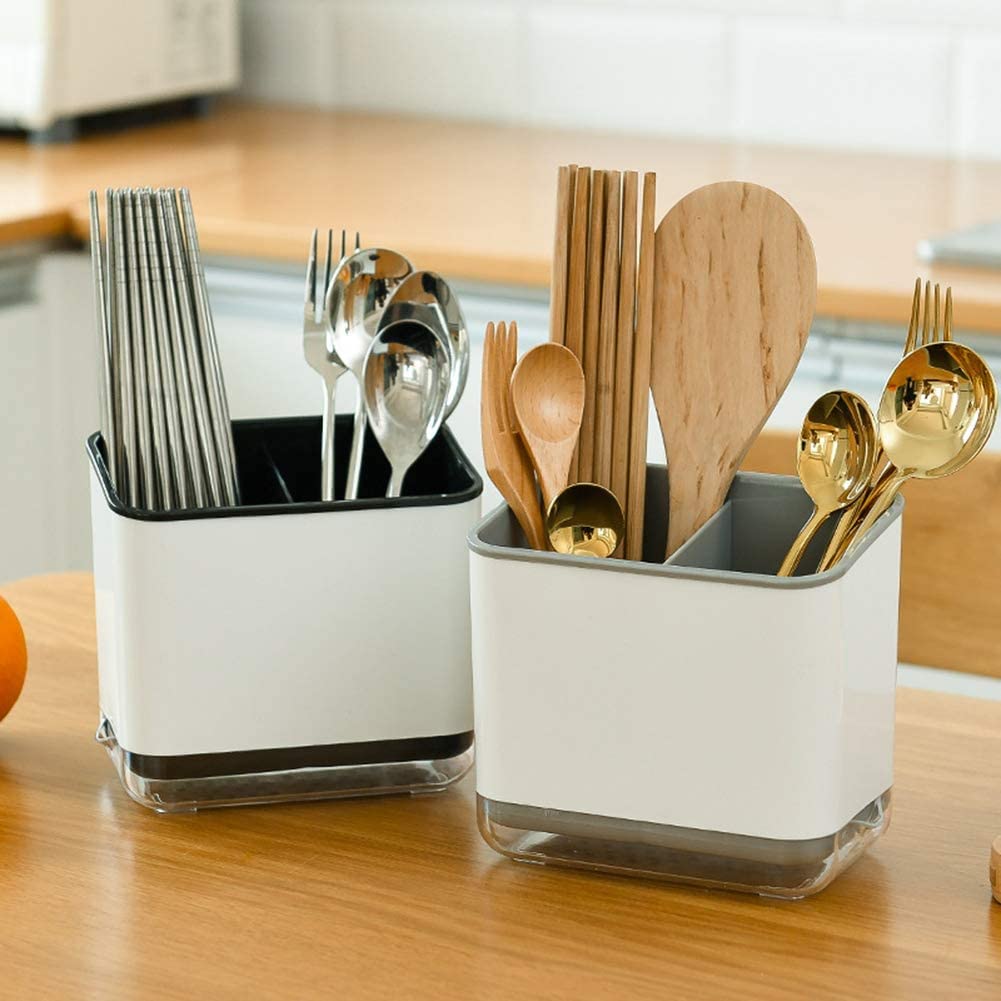 Shuoxpy Flatware Storage Organizer, Plastic Utensil Holder With 3 Compartment And Cutlery Tray Drainer, Tableware Caddy for Kitchen Table, Cabinet, Pantry - Holds Forks, Knives, Spoons