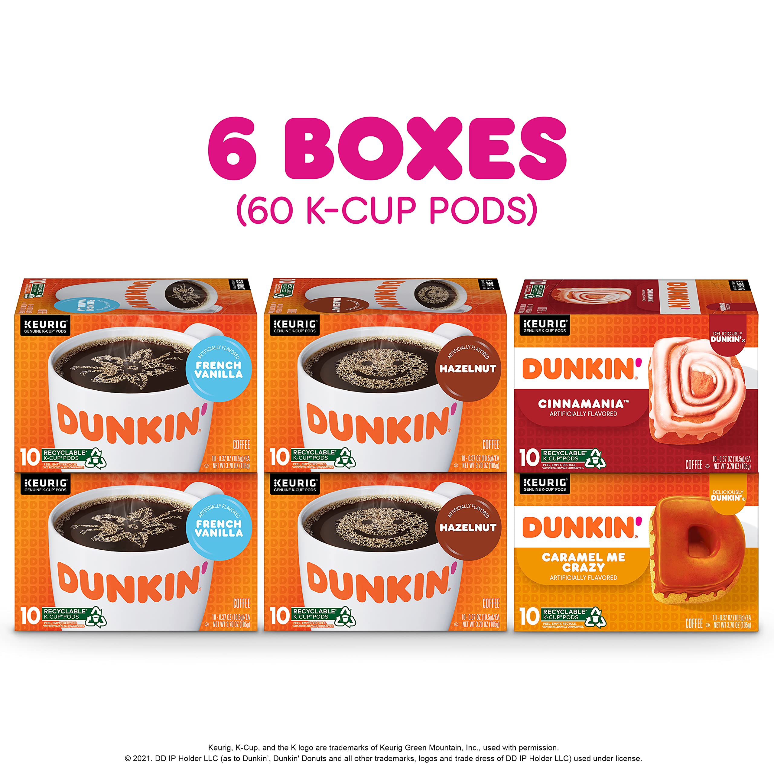 Dunkin' Mixed Flavor Coffee Variety Pack, 60 Keurig K-Cup Pods