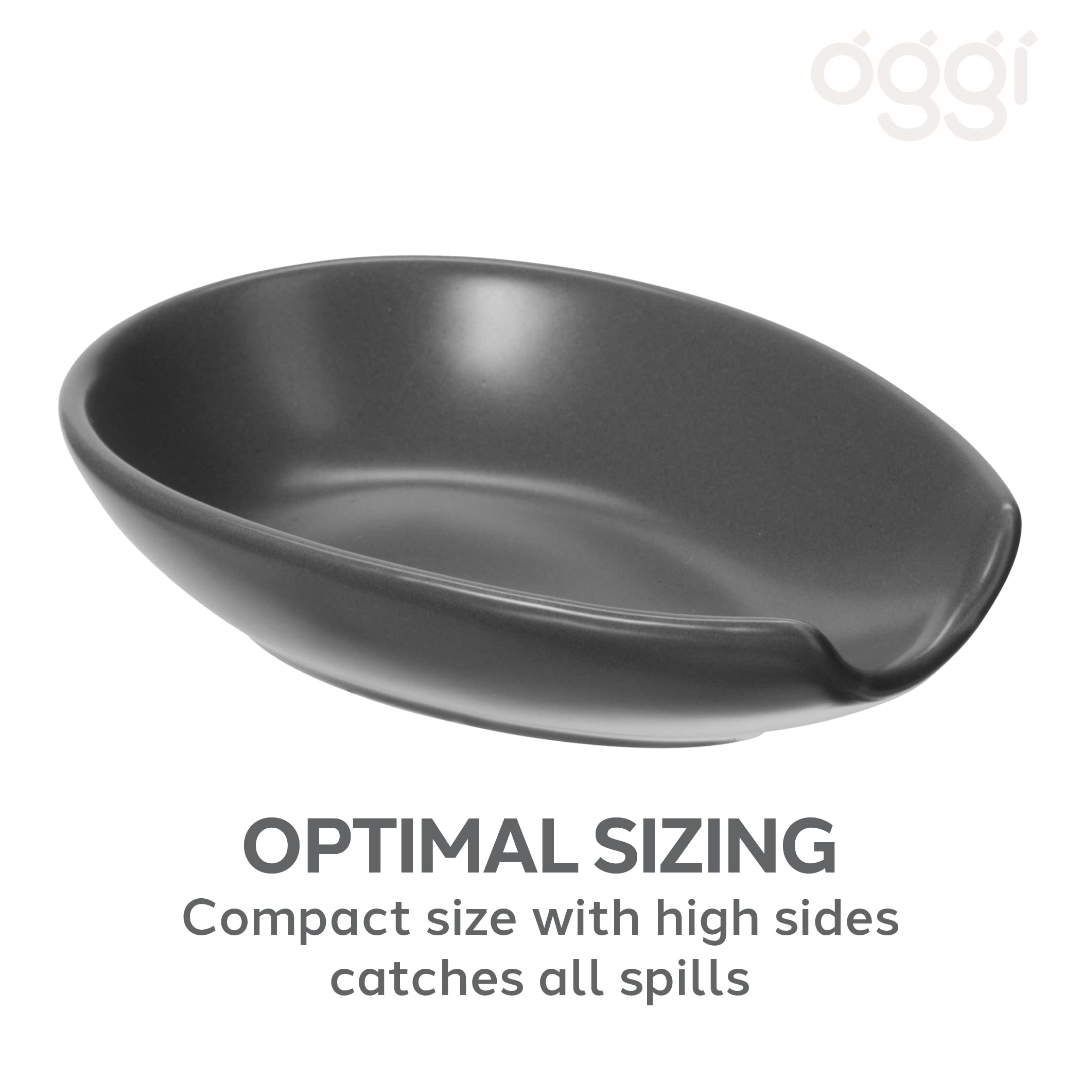 OGGI Spooner Ceramic Spoon Rest- Spoon Rest for Stove Top, Spoon Holder for Countertop, Kitchen Decor for Counter, Coffee Bar Accessories, Gray