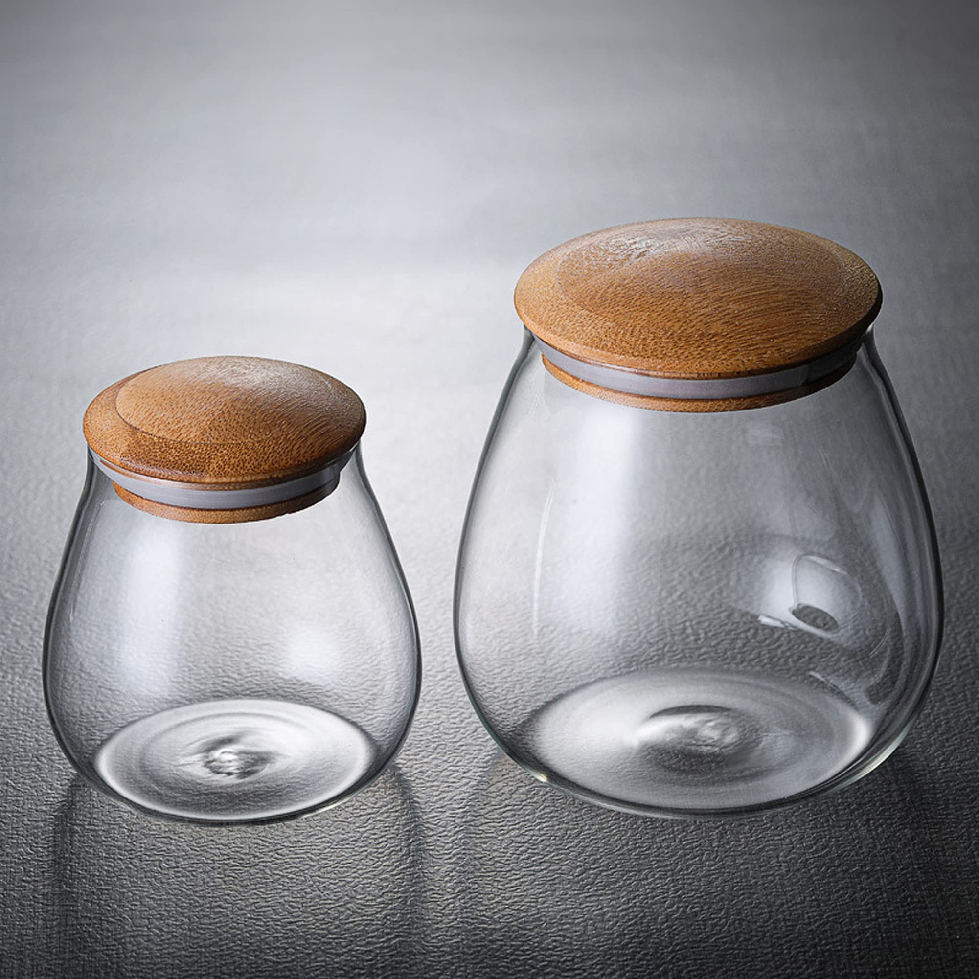 MOLADRI 800 ML/26 FL OZ Clear Cute Glass Storage Canister Holder with Airtight Bamboo Lid, Round Modern Decorative Container Jar for Coffee, Spice, Candy, Salt, Cookie, Condiment, Pepper, Sugar