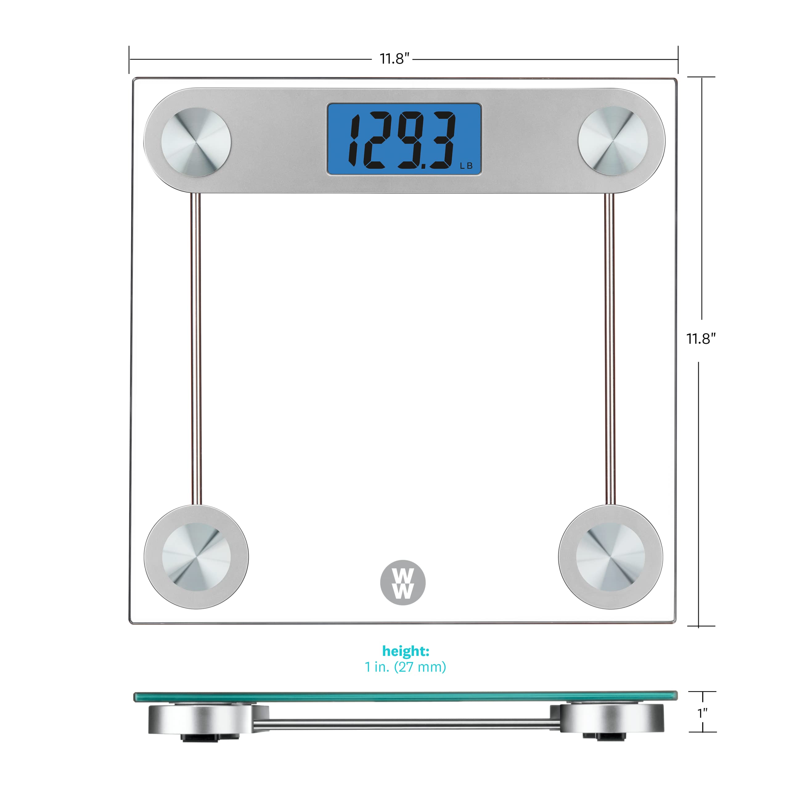 WW Scales by Conair Digital Glass Bathroom Scale, 400 Lbs. Capacity