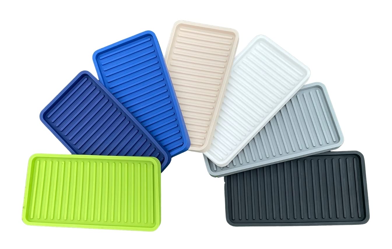 Happitasa Silicone Kitchen Sink Organizer Tray, Sponge Holder and Countertop Protector | Straight Lines Style (SAND DOLLAR, 10"x5.25")