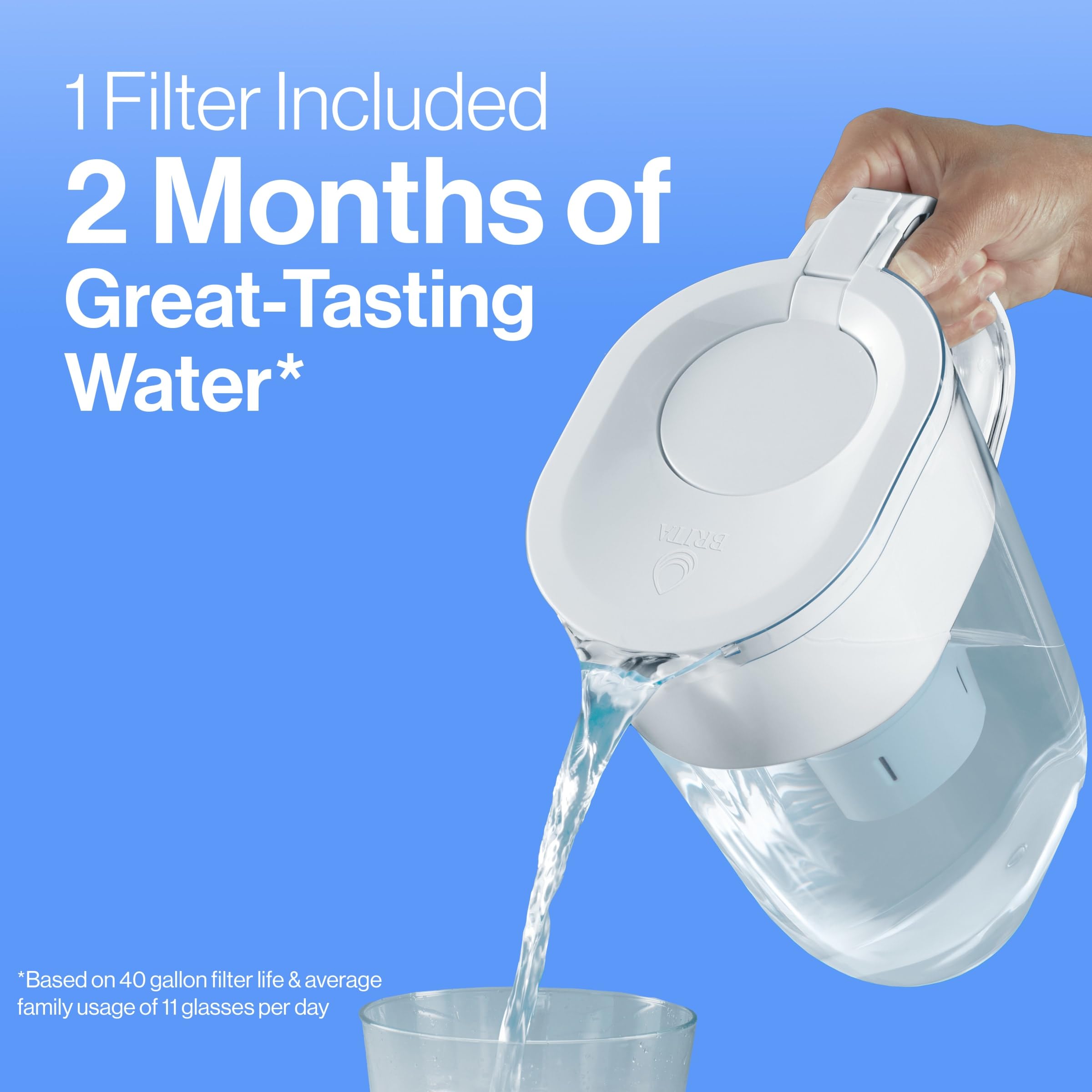 Brita Large Water Filter Pitcher for Tap and Drinking Water with SmartLight Filter Change Indicator + 1 Standard Filter, Lasts 2 Months, 10-Cup Capacity, Black
