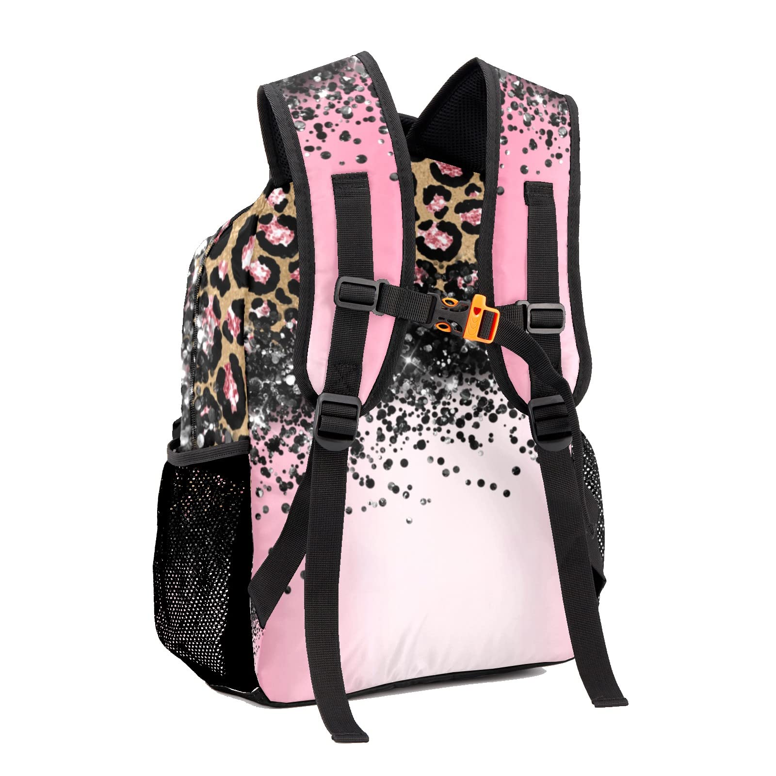Liveweike Pink Leopard Print Personalized Kids Backpack with Name Teen Girl Boy Primary School Travel Bag