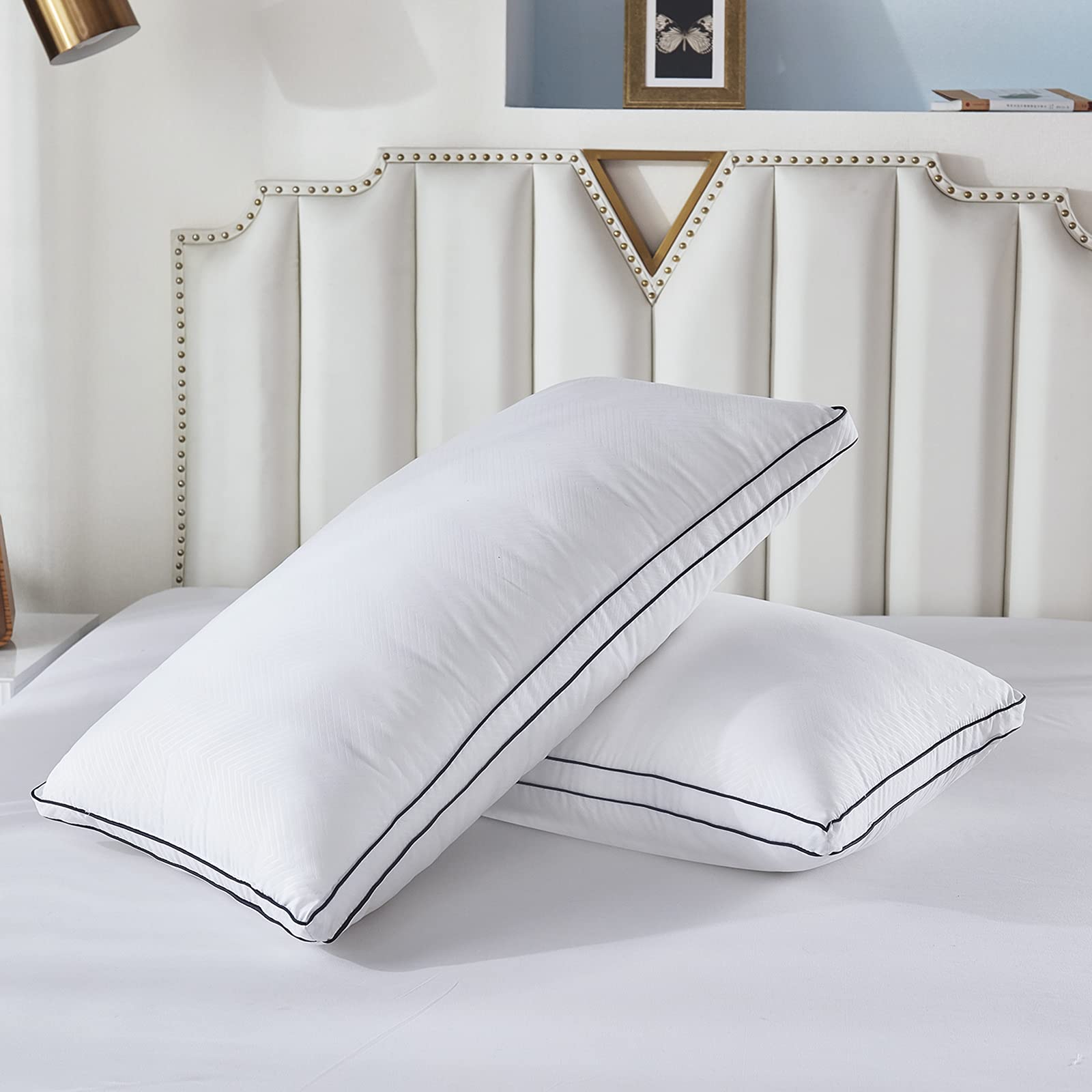Gehannah Bed Pillows for Sleeping（2 Pack）, Luxury Plush Soft Pillow with Home and Hotel, Breathable Microfiber Cover Skin-Friendly Pillows for Side Back Sleepers