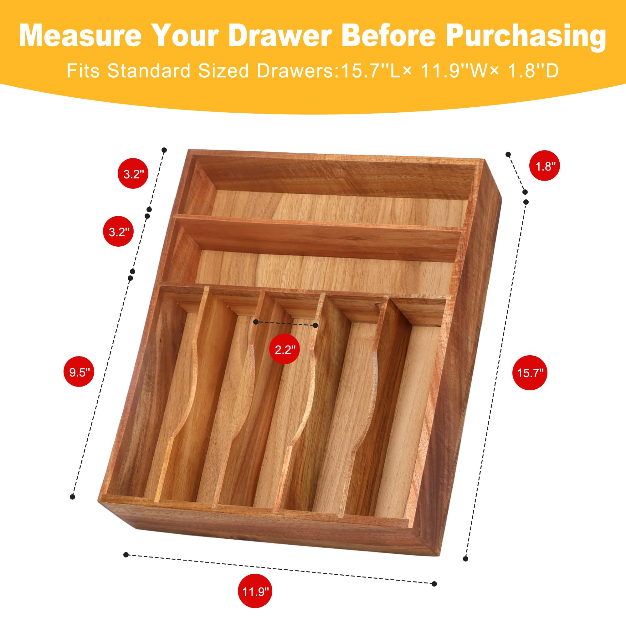 ORIDOM Expandable Bamboo Kitchen Drawer Organizer for Cutlery and Utensils, Adjustable Bamboo Wood Cutlery Tray in Drawer for Flatware and Silverware in Kitchen, 5-7 Slots, (Black)
