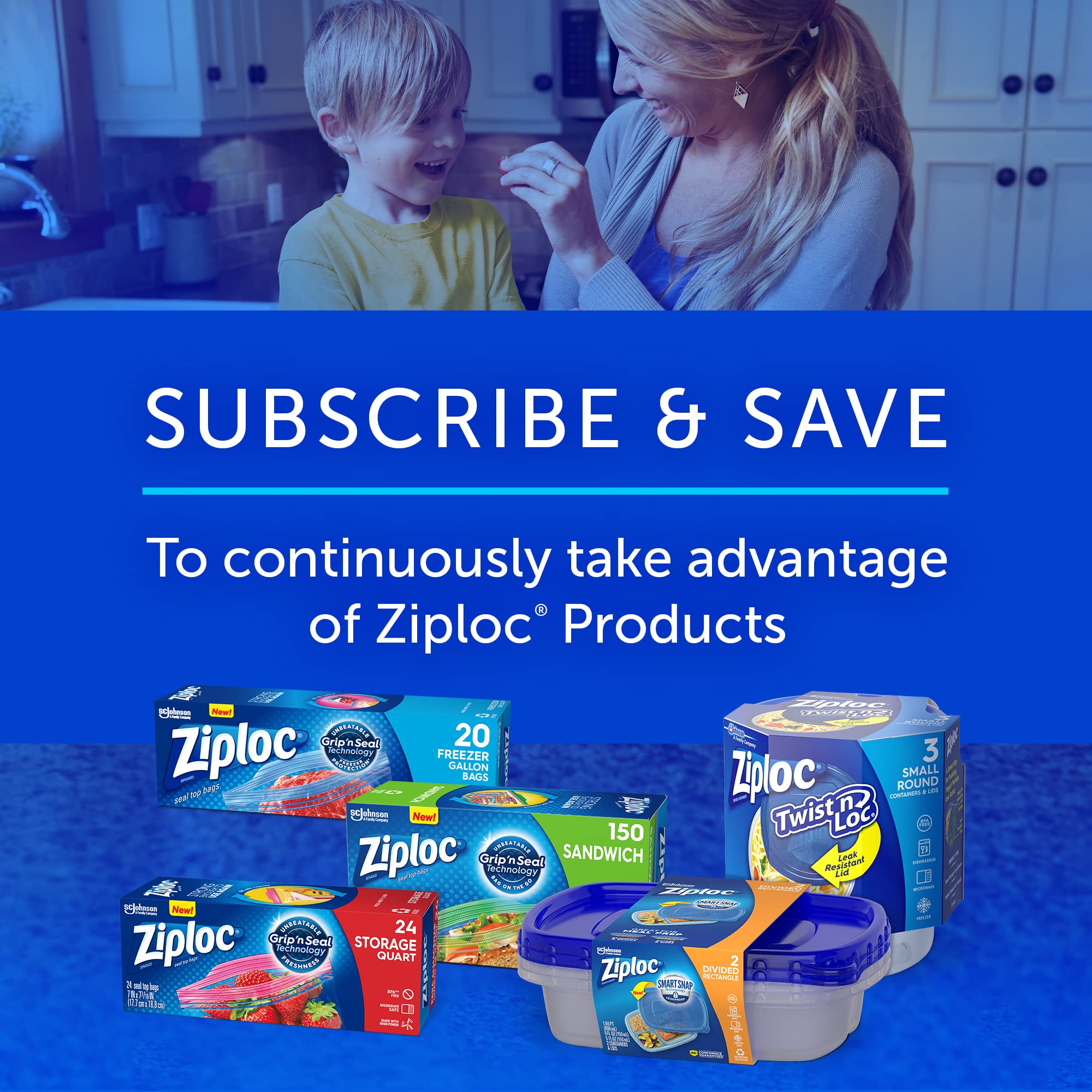 Ziploc Food Storage Meal Prep Containers Reusable for Kitchen Organization, Smart Snap Technology, Dishwasher Safe, Deep Rectangle, 2 Count
