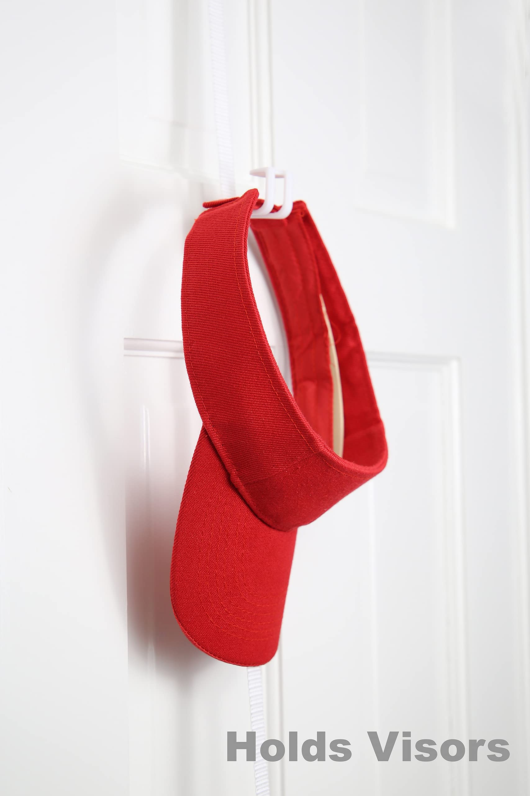Cap Rack FAV | Hat Racks | Hold up to 40 caps | Over Door Organizer | Baseball Hat Organizer | Over Door Hanger | Fitted & Adjustable Caps & Visors | Door Slam Proof | 2 Straps | 20 Adj. Hooks | White