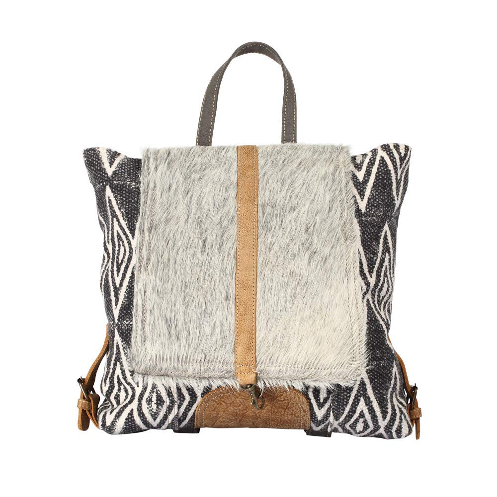 Myra Bag Grizzle Cowhide & Upcycled Canvas Backpack S-1205
