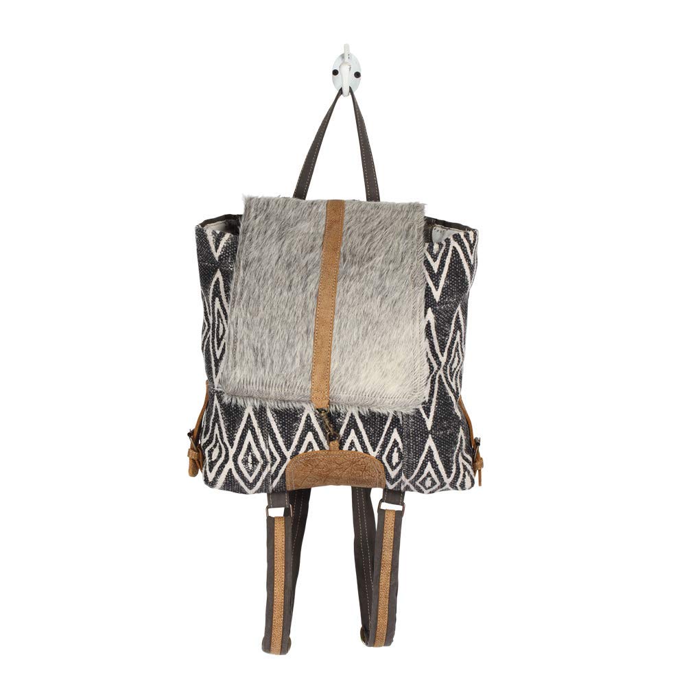 Myra Bag Grizzle Cowhide & Upcycled Canvas Backpack S-1205