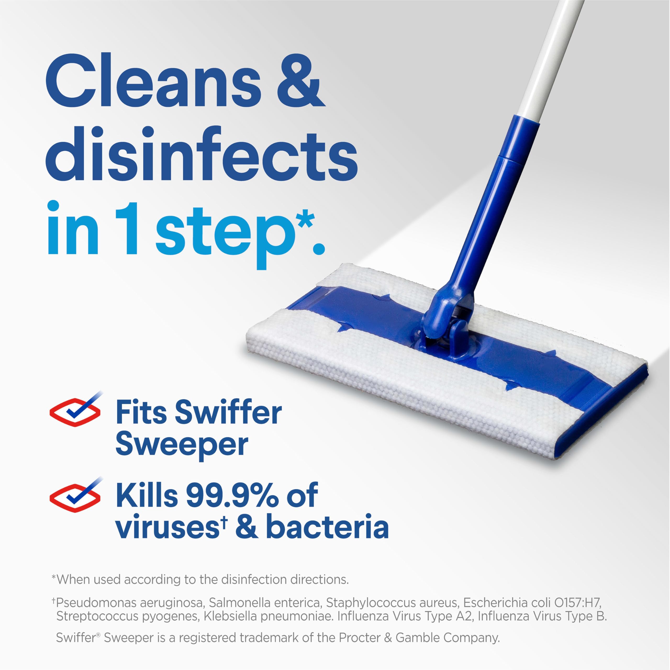 Clorox Disinfecting Wet Mopping Cloths, Disposable Mop Heads, Multi-Surface Floor Mop, Rain Clean Scent, 24 Wet Refills (Pack of 2)