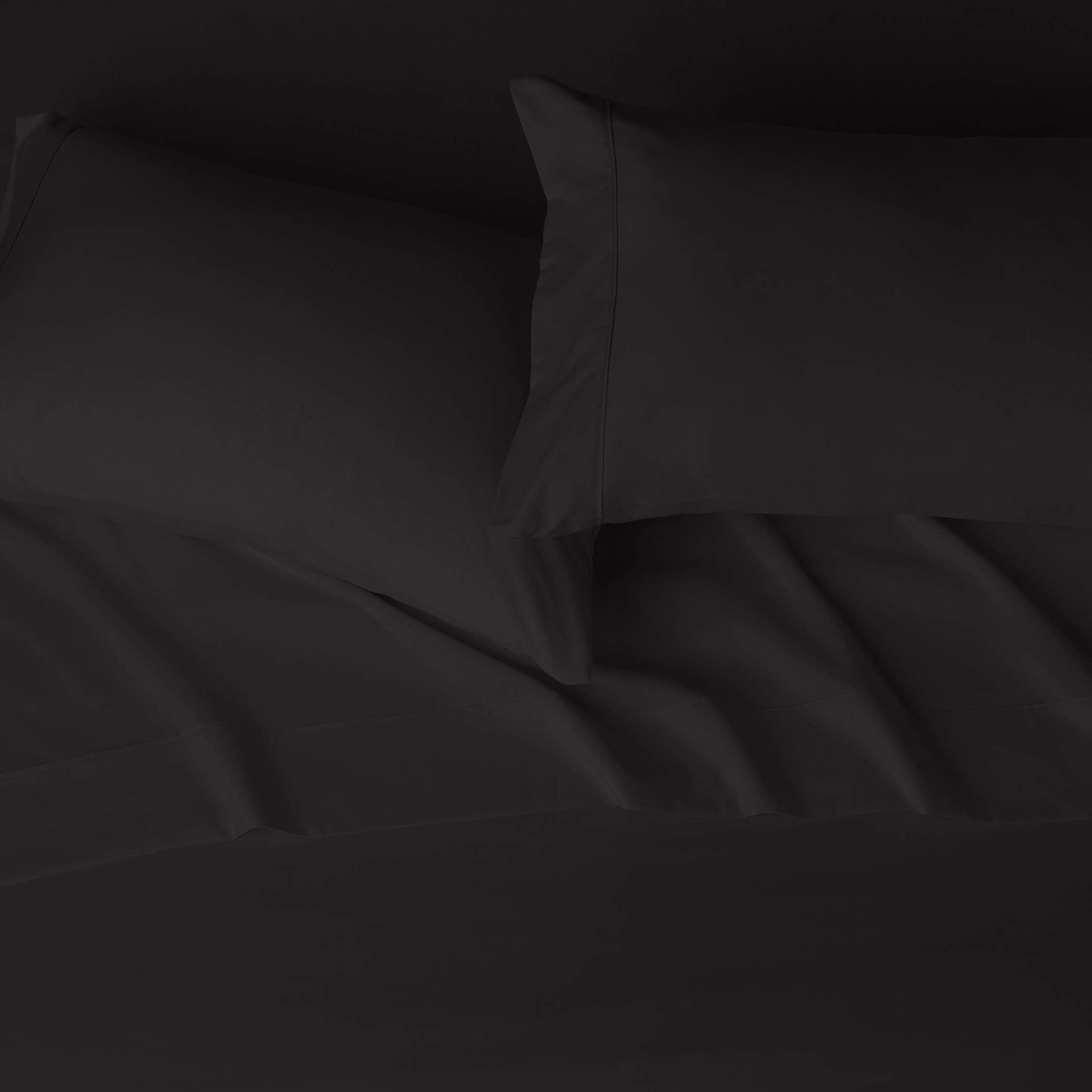 Amazon Basics Lightweight Super Soft Easy Care Microfiber Bed Sheet Set with 14-Inch Deep Pockets - Queen, Black