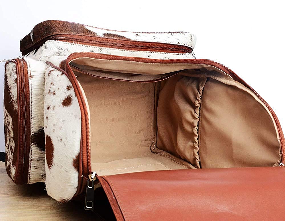 III-Fashions Cowhide Hair Print Fur Leather Fringe Diaper Backpack Rucksack / Knapsack Travel Shoulder Bag