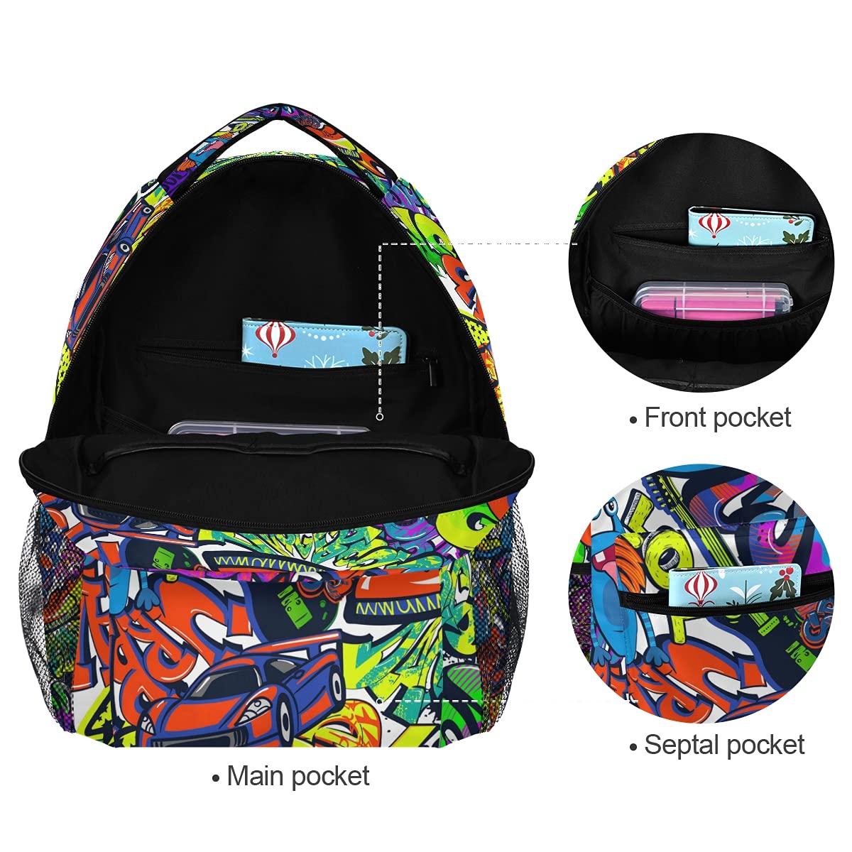 Tarity Cool Graffiti School Backpack For Kids Boys Girls Children Small Travel Bag Students Teenagers Bookbags Novelty Pattern Durable Backpack Laptop Computer Bag