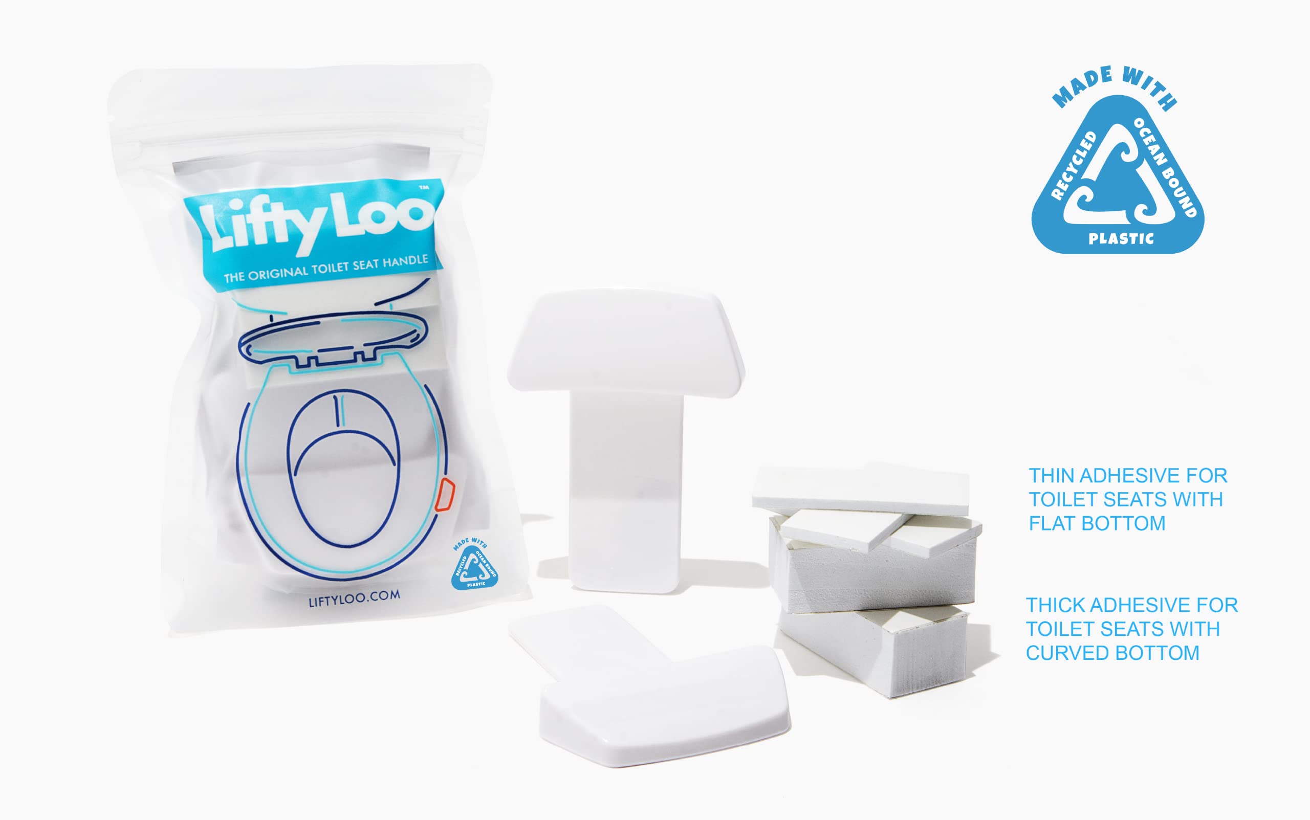 Lifty Loo Toilet Seat Handle - Lift More, Less Mess -Easy Application 2 Pack