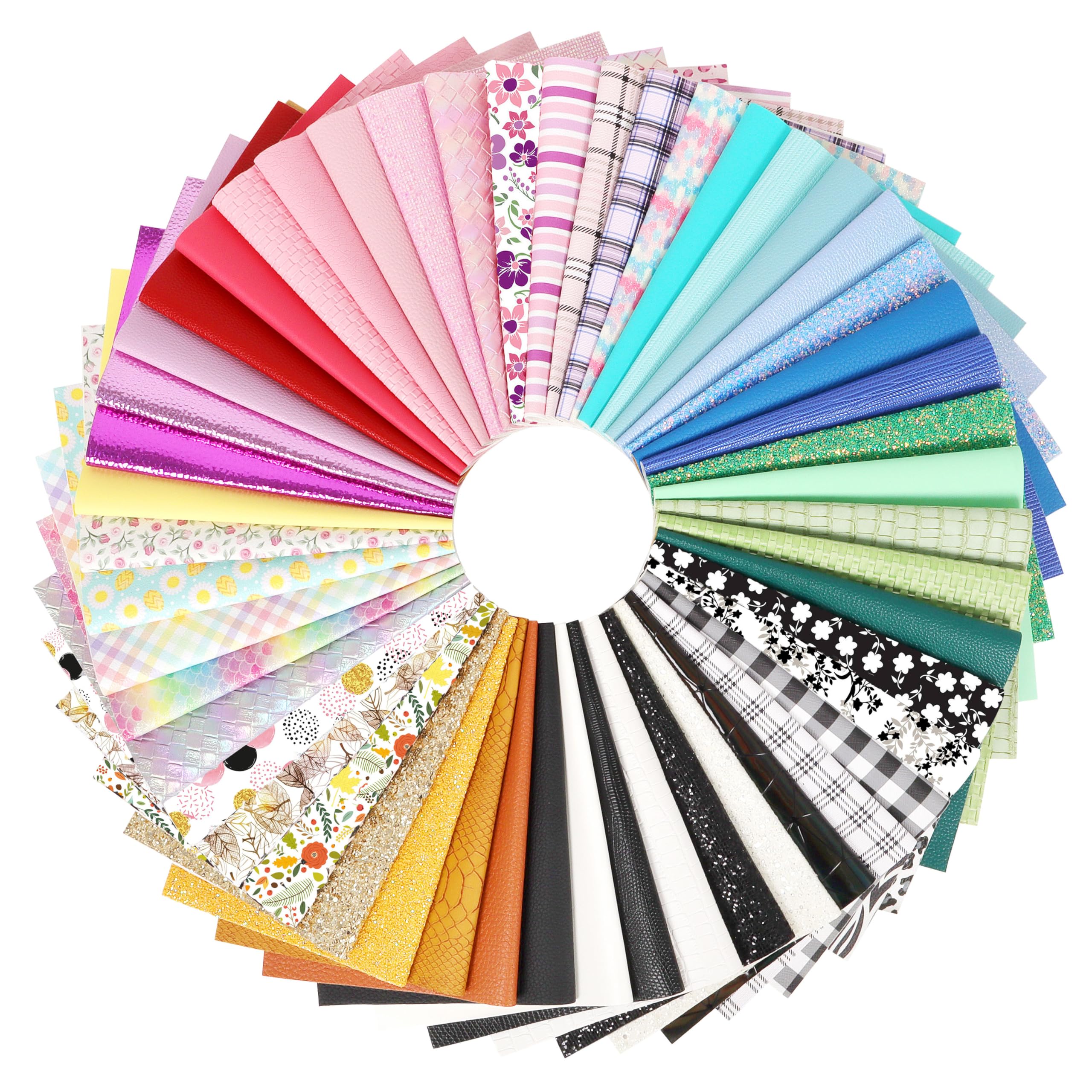 ZAIONE Random Faux Leather Sheets: Glitter Plaid Print Leather 20Pcs 8X12 Inch Grain Texture Embossed Colors Pattern Leather for Earrings Crafts