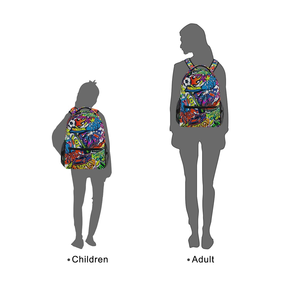 Tarity Cool Graffiti School Backpack For Kids Boys Girls Children Small Travel Bag Students Teenagers Bookbags Novelty Pattern Durable Backpack Laptop Computer Bag