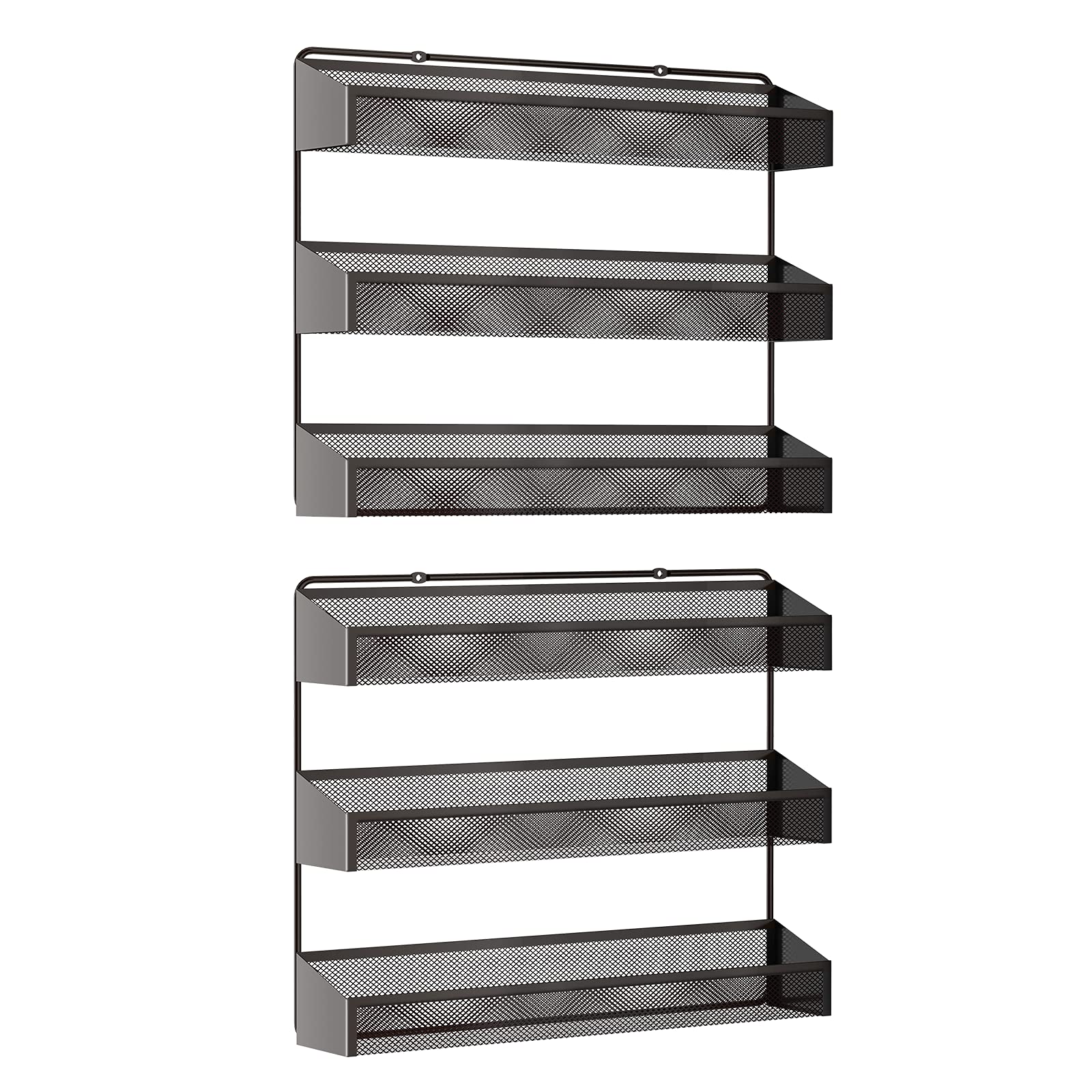 AULEDIO 2 Pack Spice Rack Organizer, 3 Tier Counter-top Stand or Wall Mounted Storage Rack Hanging Shelf for Kitchen Cabinet, Cupboard, Pantry Door or Bathroom Shower Cosmetic - Bronze