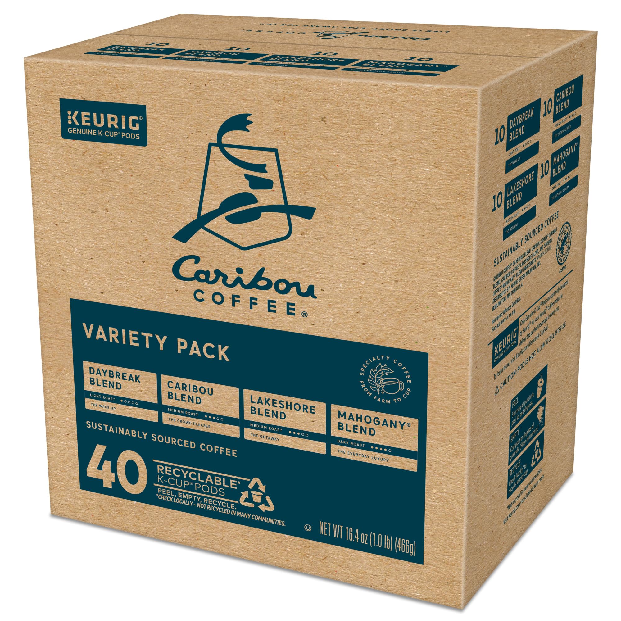 Keurig Caribou Coffee Favorites Variety Pack, Single-Serve Coffee K-Cup Pods Sampler, 40 Count