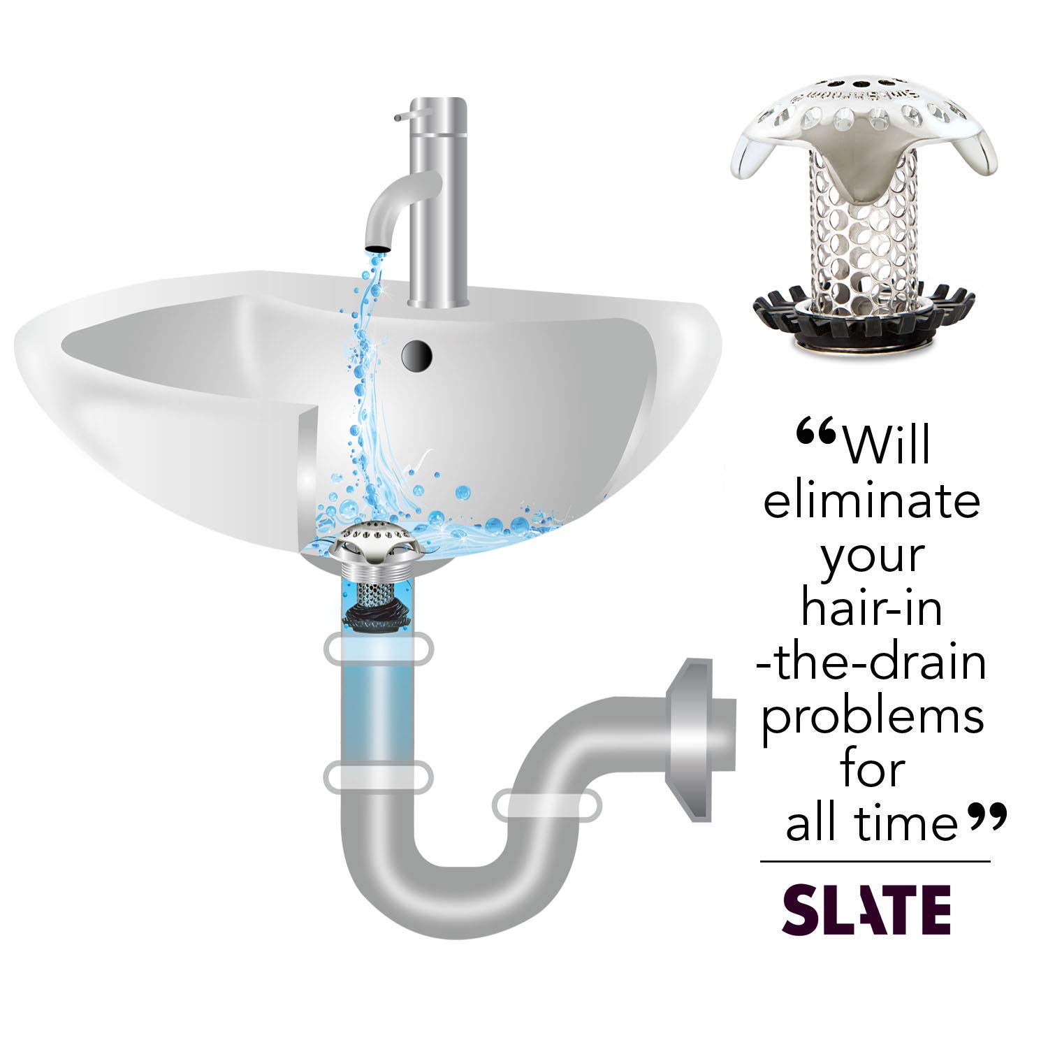 SinkShroom Ultra Revolutionary Bathroom Sink Drain Protector, Stainless Steel
