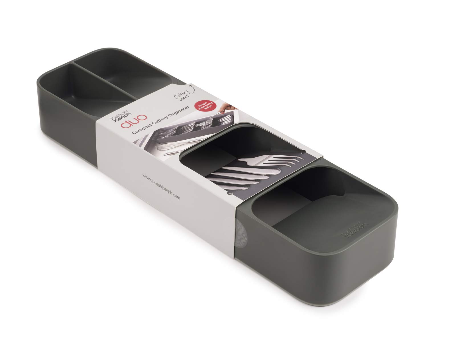 Joseph Joseph Duo 80082 Duo Cleaning & Organisation Cutlery Organiser, Grey