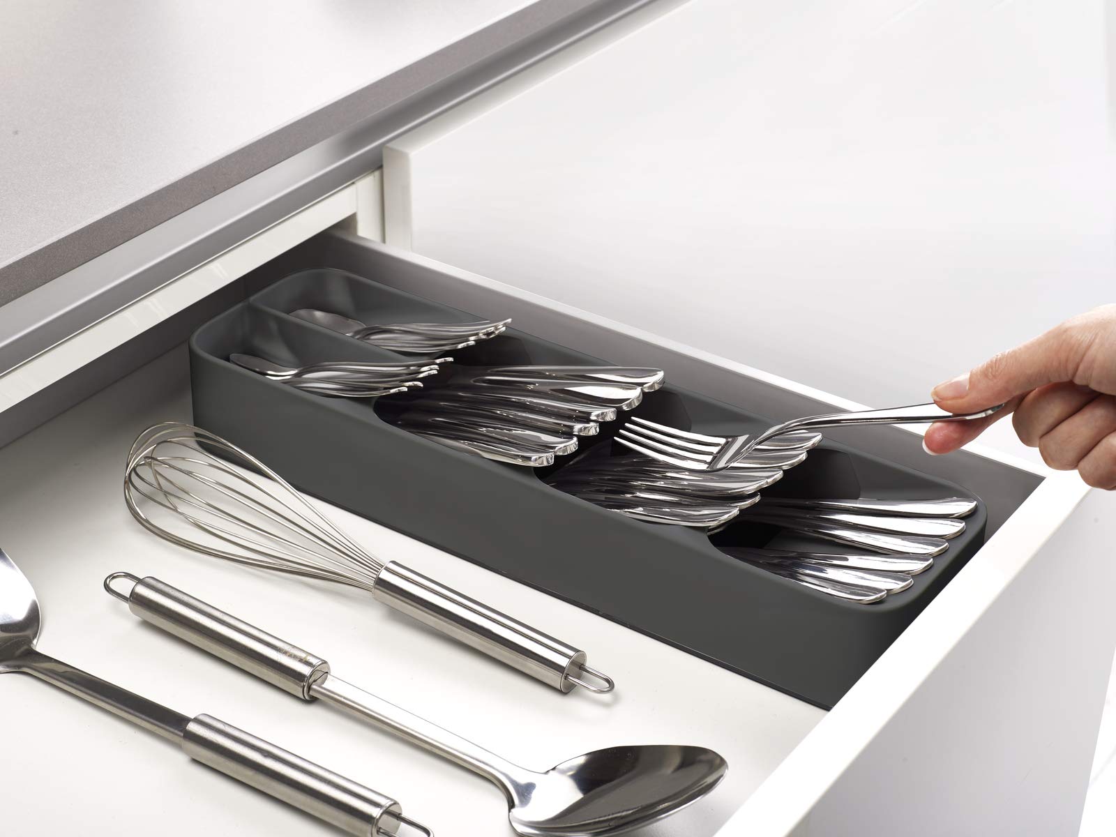 Joseph Joseph Duo 80082 Duo Cleaning & Organisation Cutlery Organiser, Grey