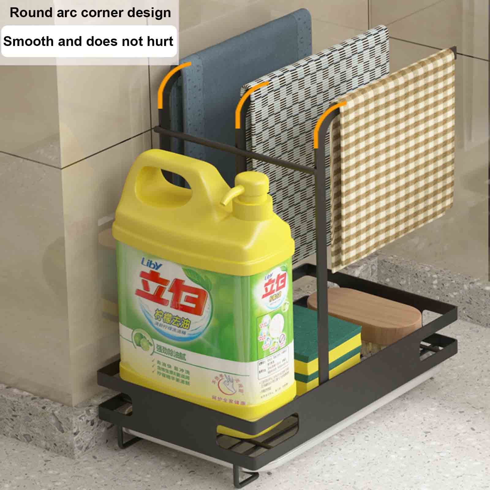 Kitchen Arrangement Rack, Wall-Mounted Countertop Dual-use Sink Storage Rack, with Removable Drain Pan,Black