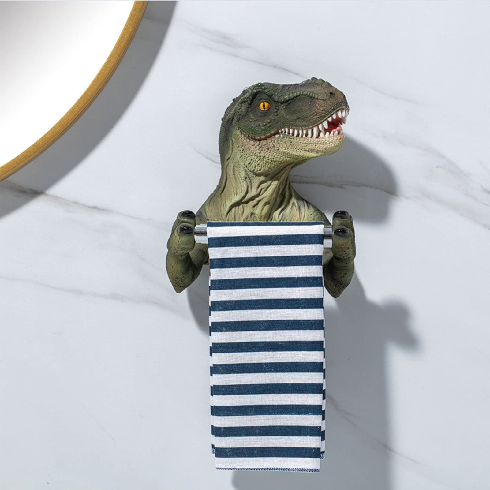 SANOSY Cartoon Dinosaur Wall Mounted Paper Towel Holder no Drilling Paper Towel Dispenser for Kitchen, Bathroom, Laundry Room, Office,Travel Trailers,Restaurant (Style 1)