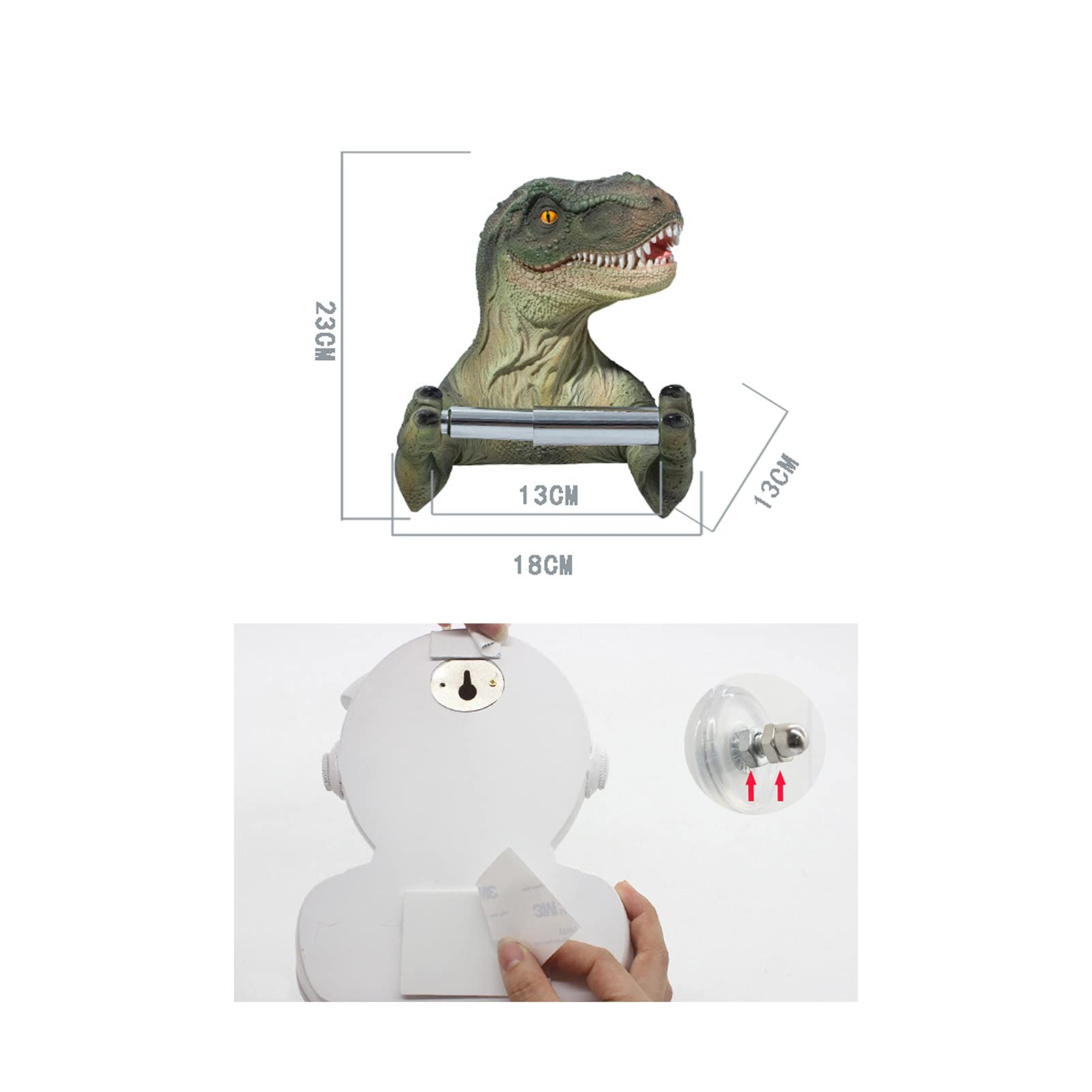SANOSY Cartoon Dinosaur Wall Mounted Paper Towel Holder no Drilling Paper Towel Dispenser for Kitchen, Bathroom, Laundry Room, Office,Travel Trailers,Restaurant (Style 1)