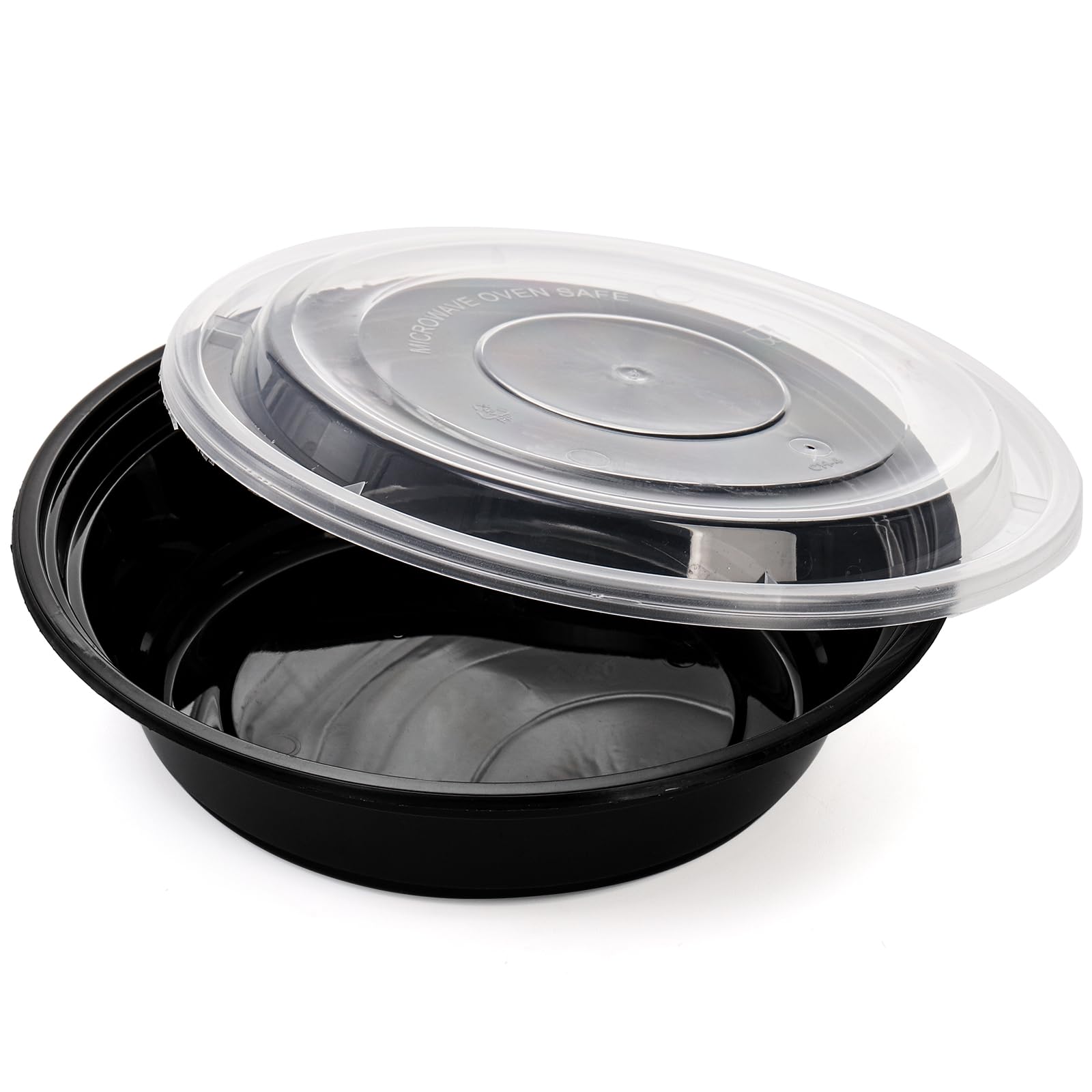 Suwimut 60 Pack Meal Prep Containers for Food Storage, 24 oz Disposable Black Round Plastic Food Containers Lunch Boxes Bowls with Lids, BPA Free Food Grade, Freezer and Microwave Safe