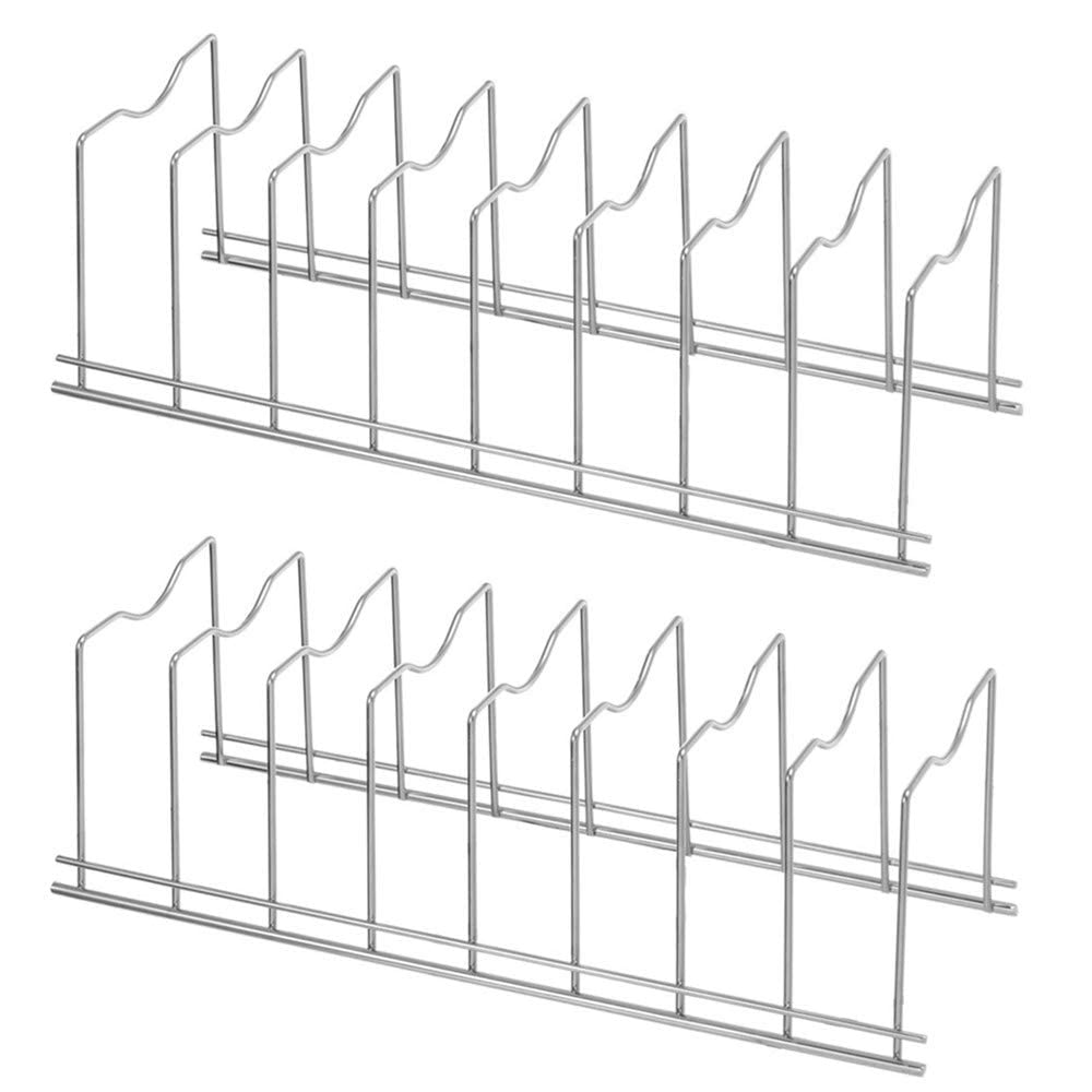 SANNO Pot Pan Lid Holder Rack Organizer Kitchen Organizer Drawer Plate Organizer Pot Lids, Storage Cutting Boards, Bakeware, Serving Trays, Reusable Containers in Cabinet Pantry , Stainless Steel