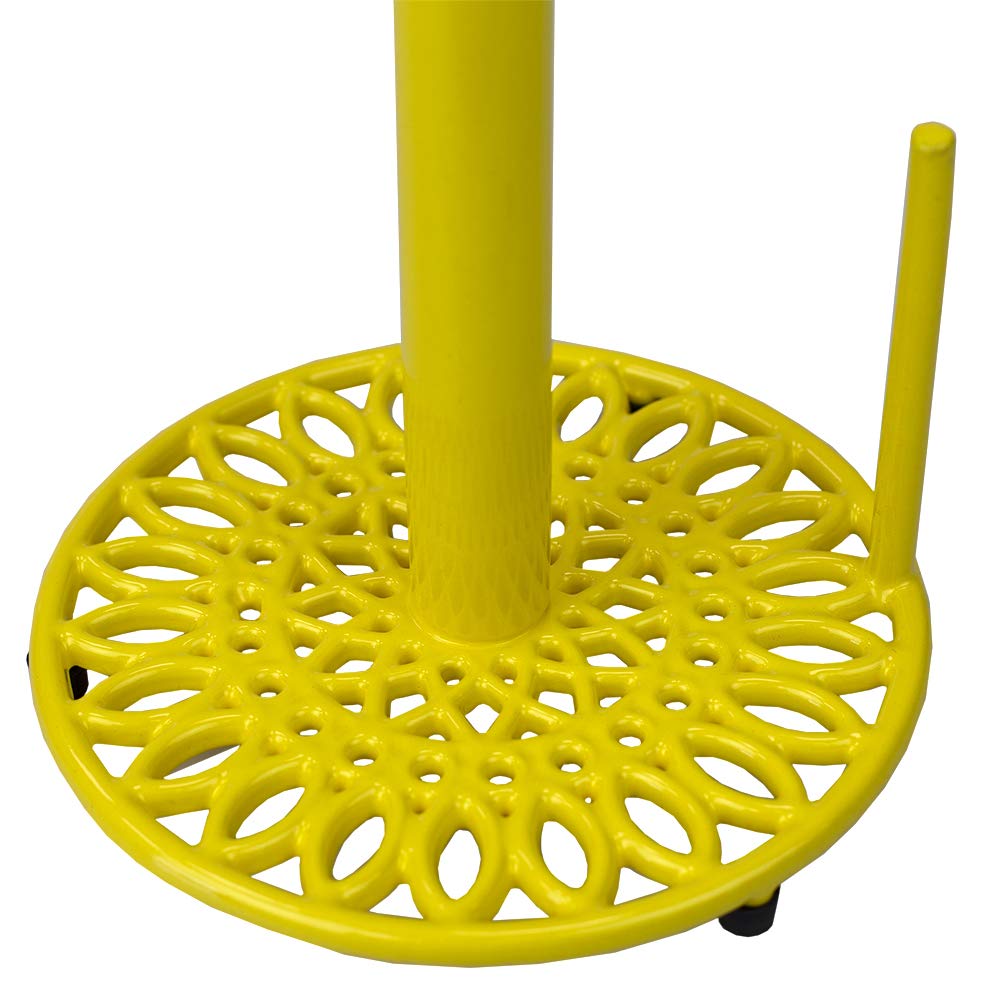 Home Basics Sunflower Cast Iron Paper Towel Holder with Dispensing Side Bar Free-Standing Kitchen Countertop, Dinning, Yellow