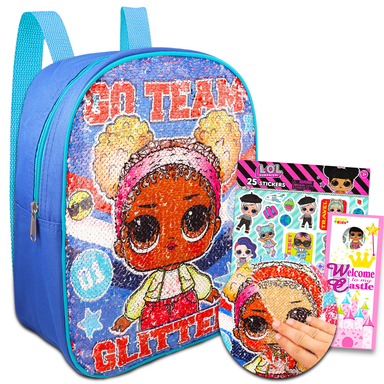 LOL Surprise Backpack Mini for Girls Kids Toddlers - 12" Small LOL Surprise Backpack with Reversible Sequins, Stickers, More | LOL Surprise Party Supplies, Backpack Bundle