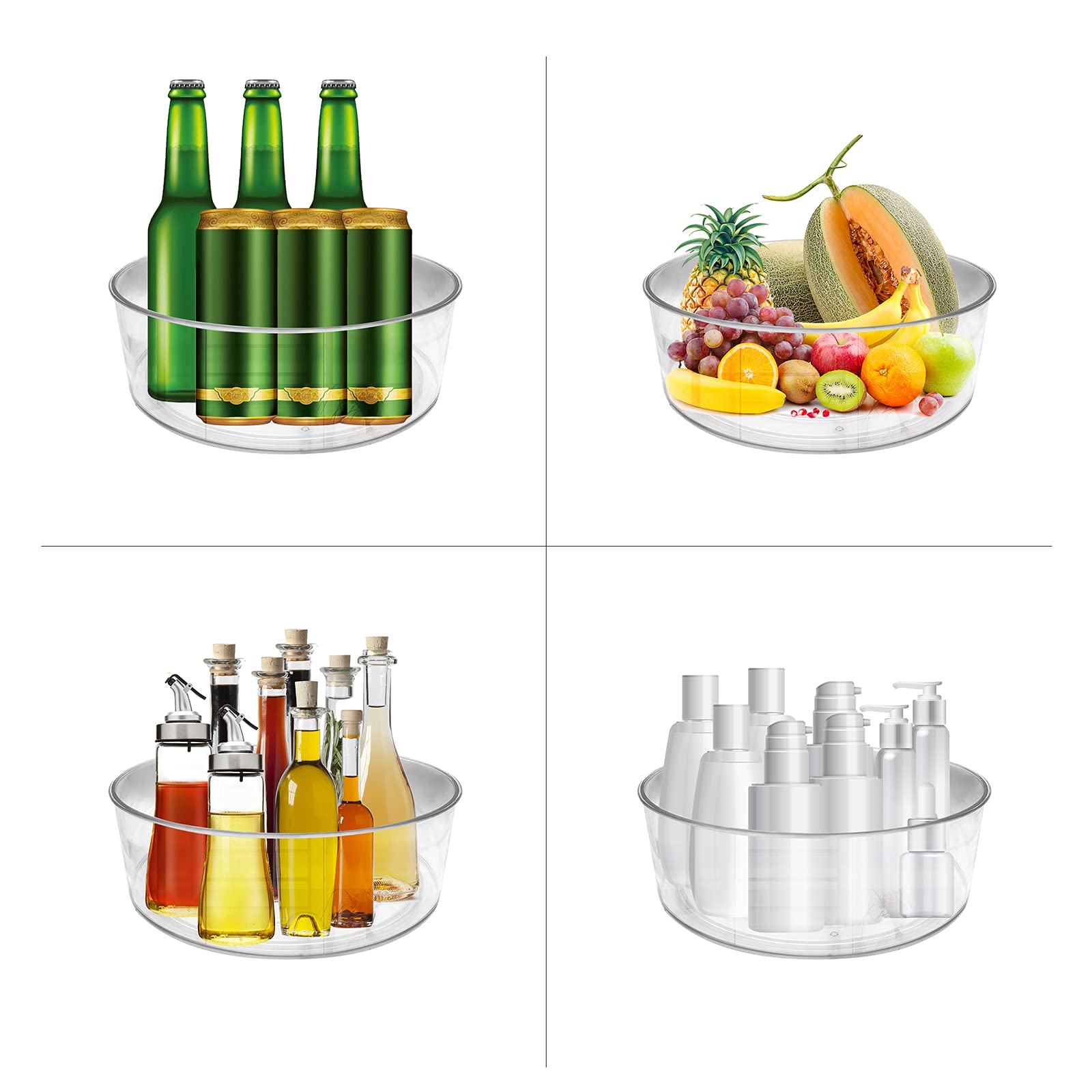 Kacua Lazy Susan, 9-Inch Turntable Kitchen Organizer, Organization and Food Storage Container for Cabinets, Pantry, Fridge, Countertop, Kitchen, Vanity, Clear