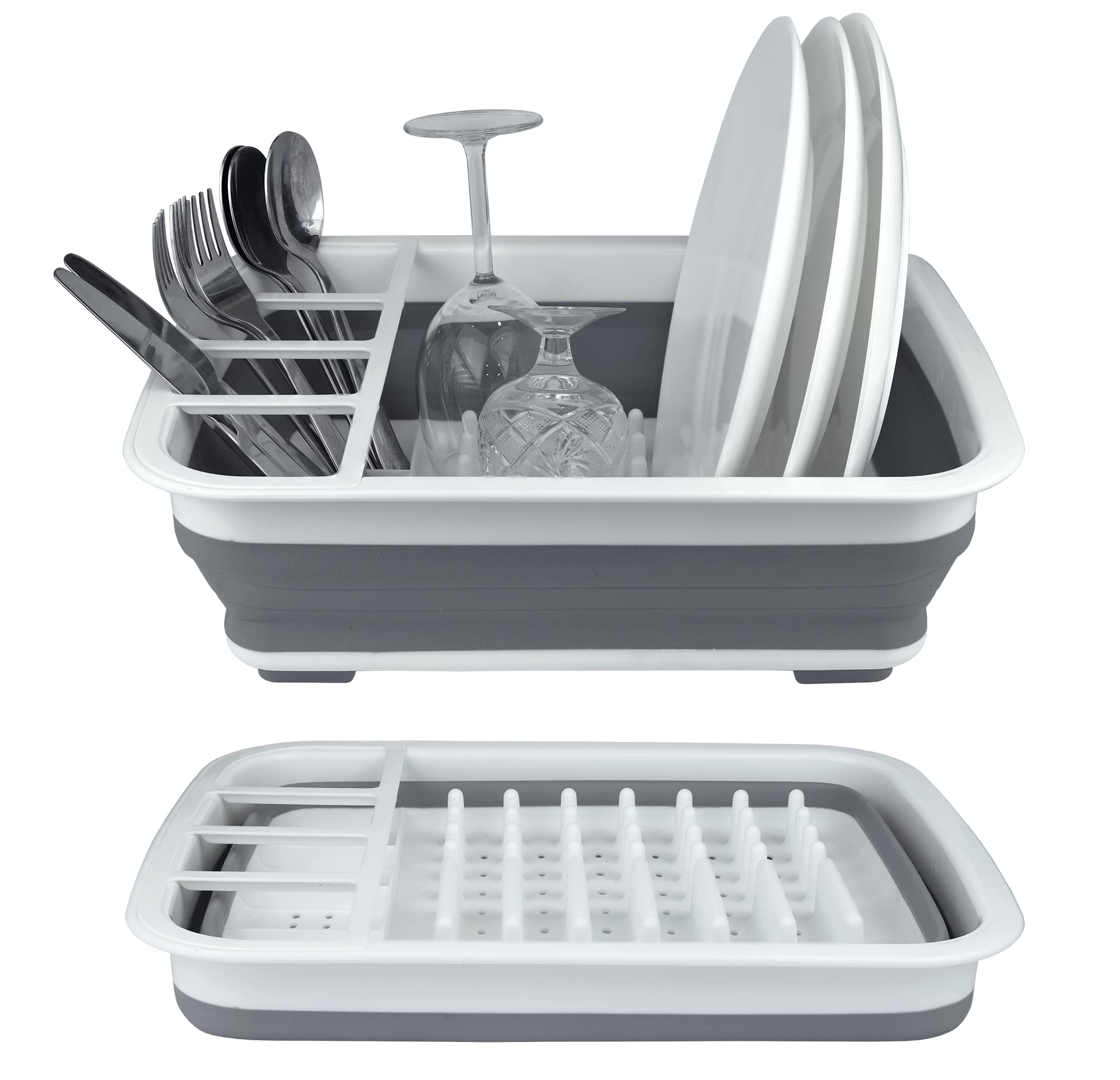 BNYD Collapsible Dish Rack, Foldable Dinnerware Drainer Organizer