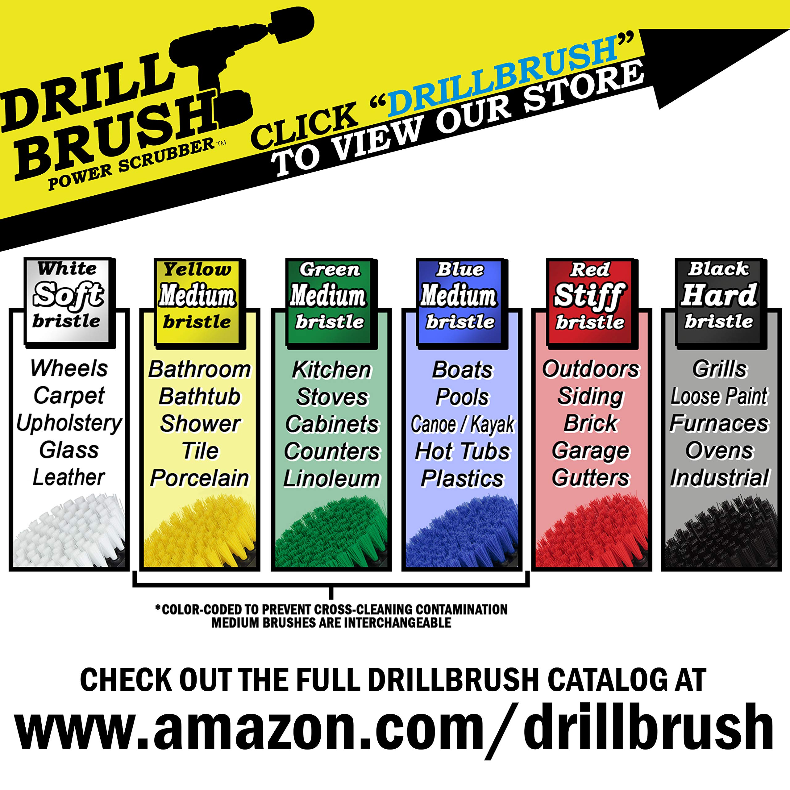 Drill Brush Attachment - Bathroom Surfaces Tub, Shower, Tile and Grout All Purpose Power Scrubber Cleaning Kit –Grout Drill Brush Set – Drill Brushes by Drill Brush Power Scrubber by Useful Products