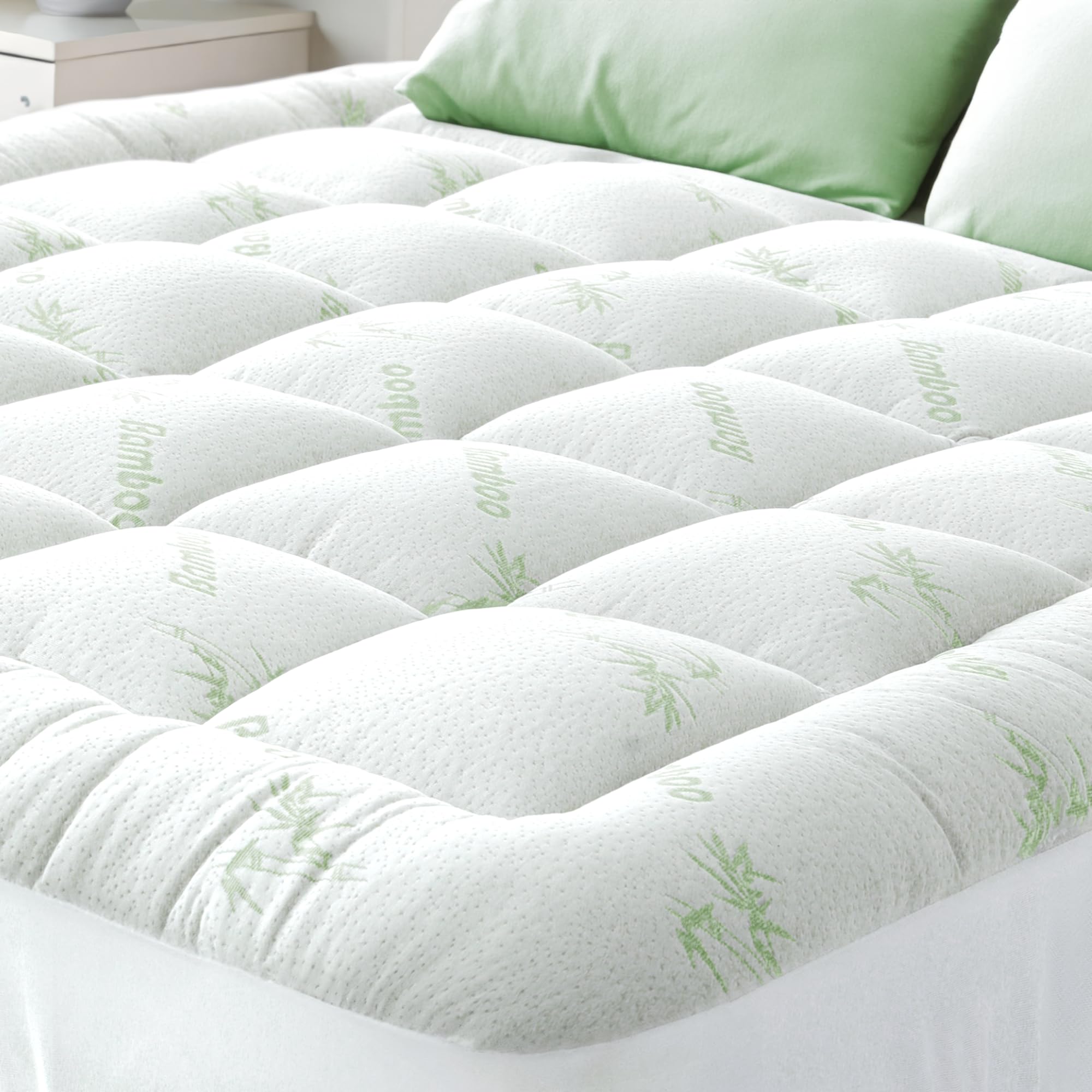 Bamboo Mattress Topper Twin Cooling Breathable Extra Plush Thick Fitted 8-20 Inches Pillow Top Mattress Pad Rayon Cooling Ultra Soft (Bamboo, Twin 39x75 Inches)