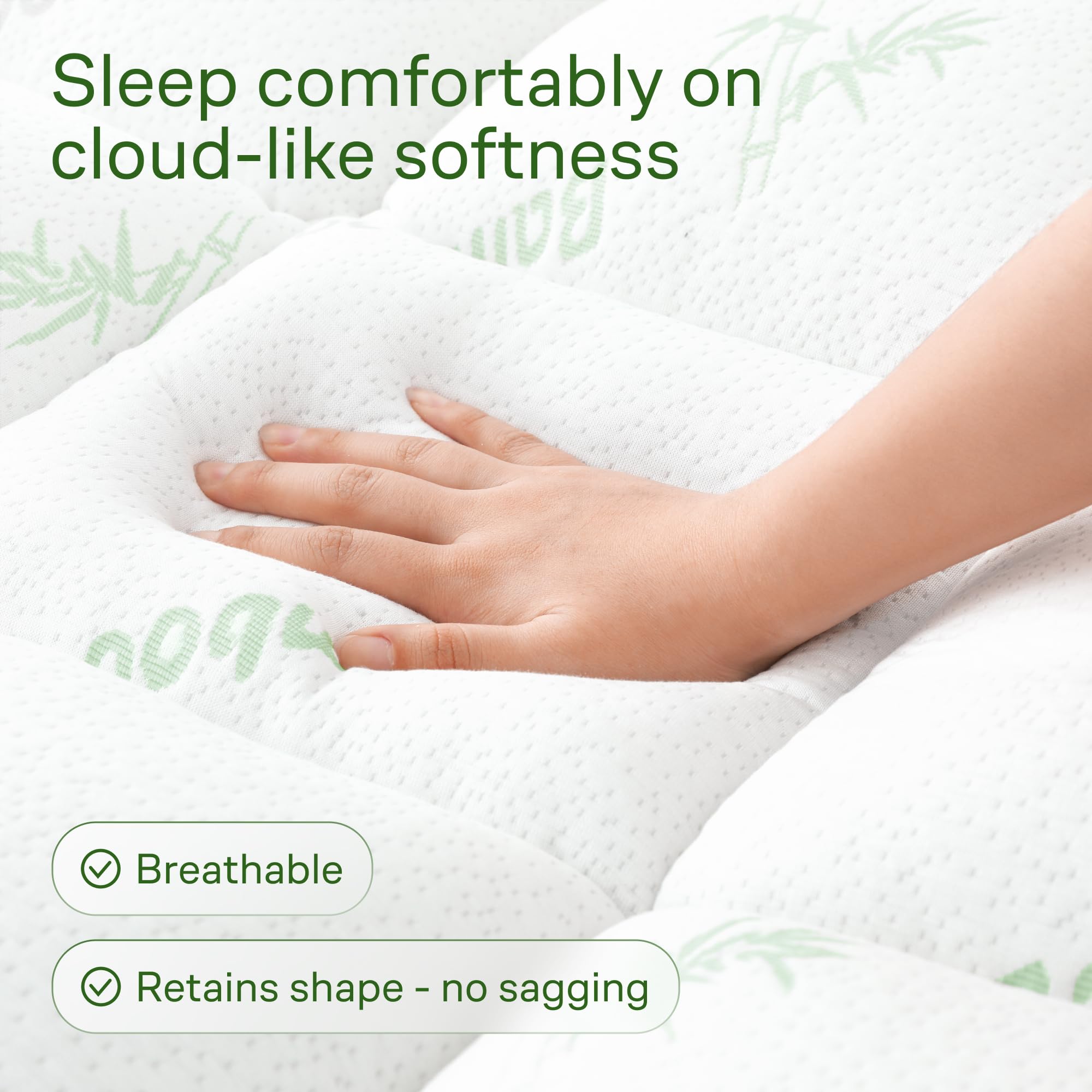 Bamboo Mattress Topper Twin Cooling Breathable Extra Plush Thick Fitted 8-20 Inches Pillow Top Mattress Pad Rayon Cooling Ultra Soft (Bamboo, Twin 39x75 Inches)